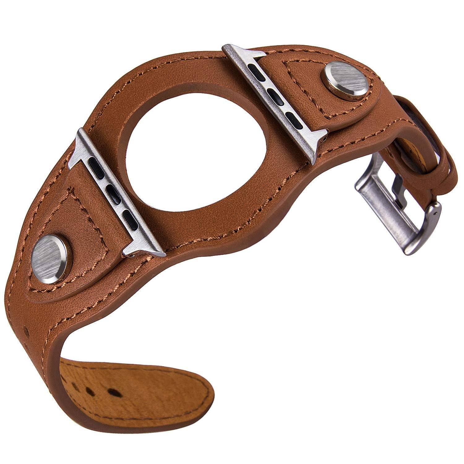 Leather Cuff Band Compatible with Apple Watch Bands 45mm 44mm 42mm Men ...