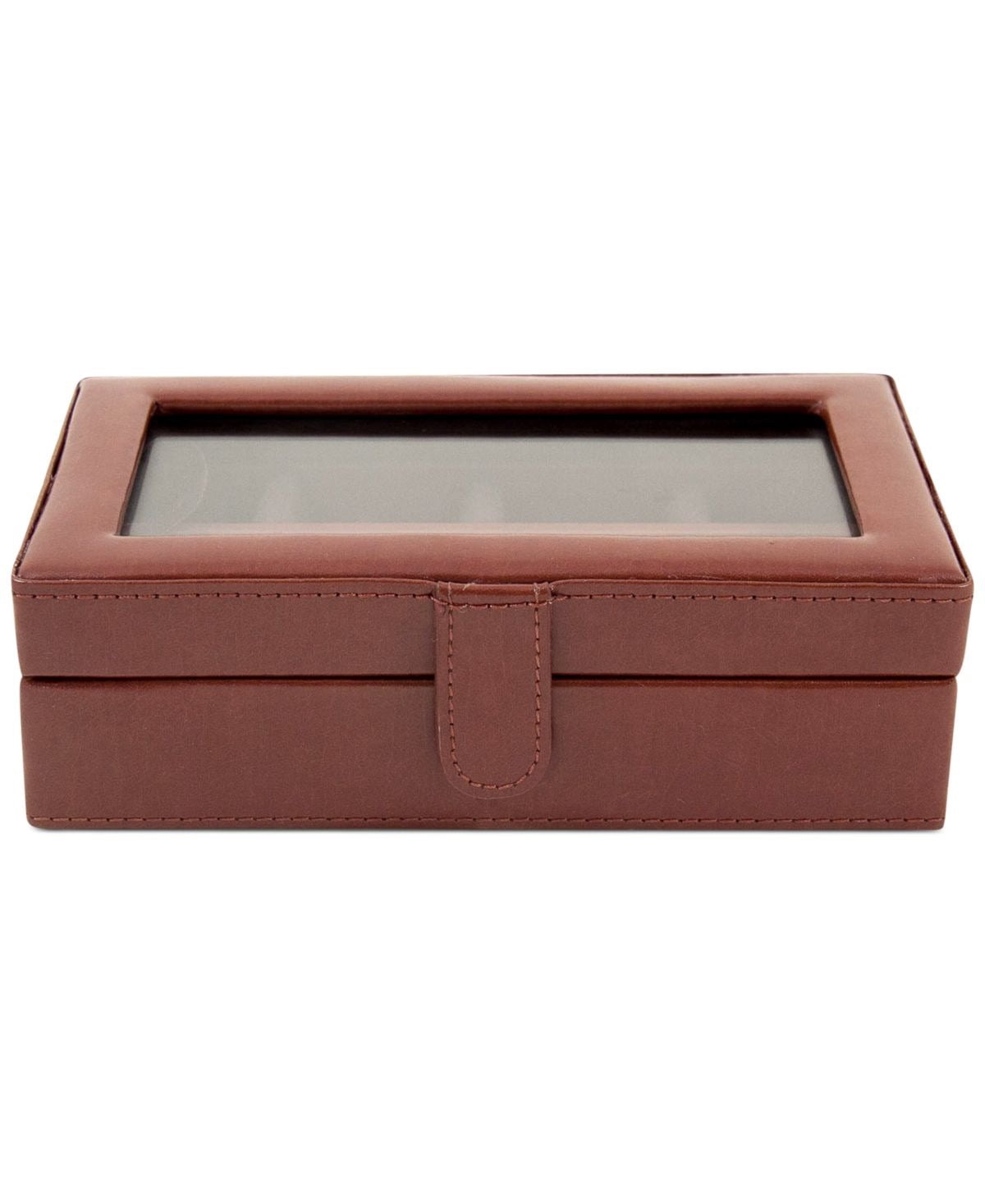 Leather Cufflinks Box with Glass Top Display, 12-Piece Organizer ...