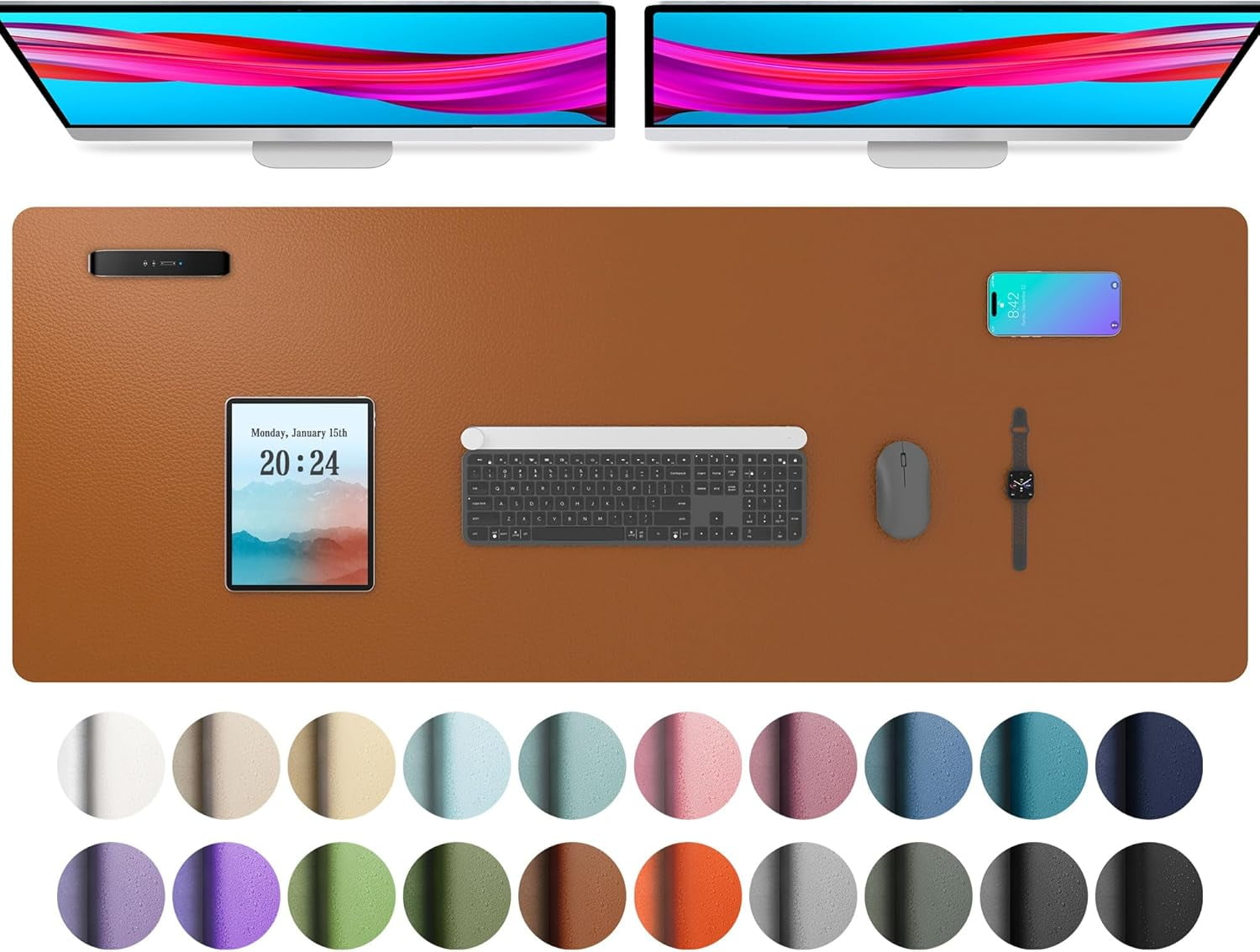 Leather Desk Pad Protector,Mouse Pad,Office Desk Mat, Non-Slip PU ...