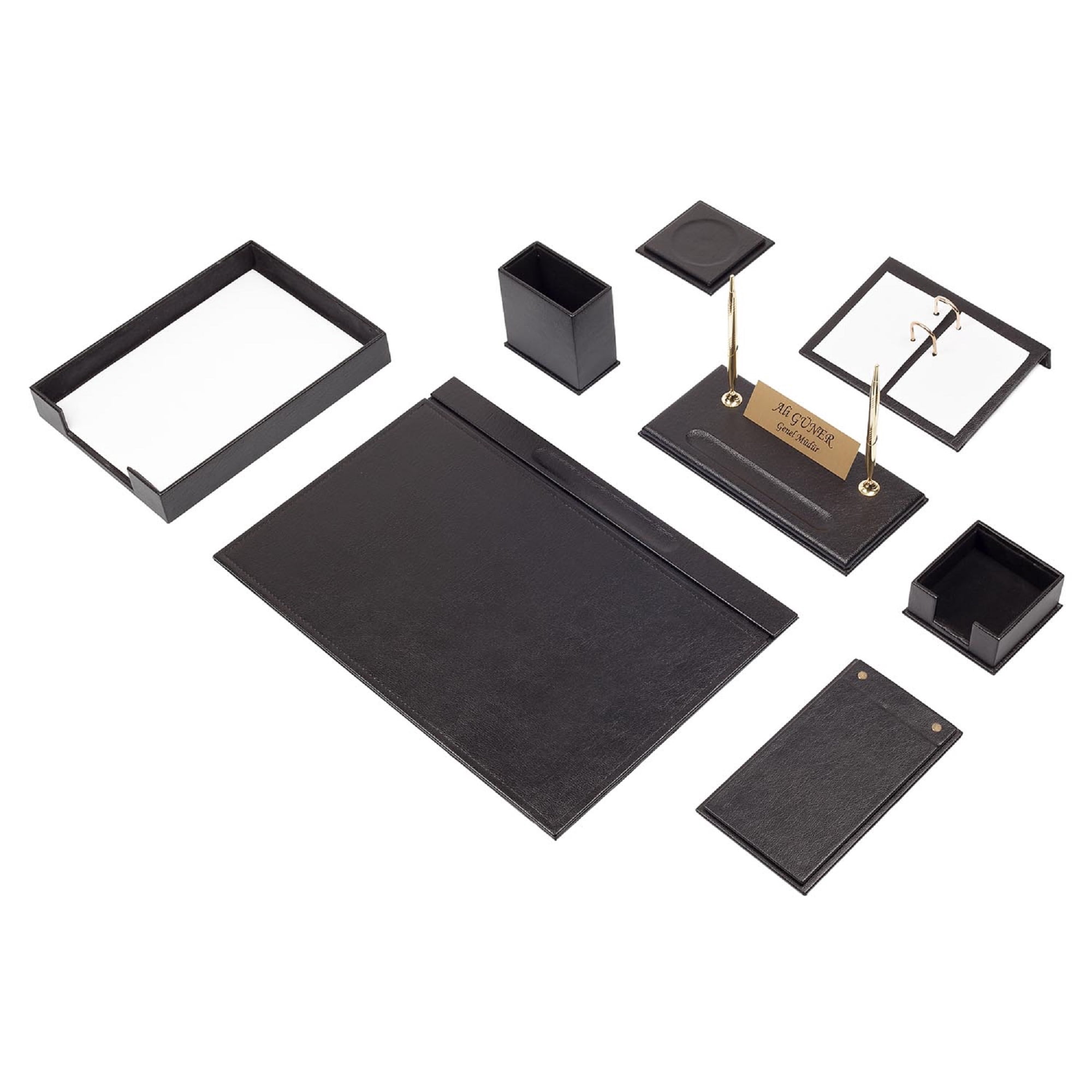 Leather Desk Set - Desk Organizer Set - Office Desk Pad Accessories ...