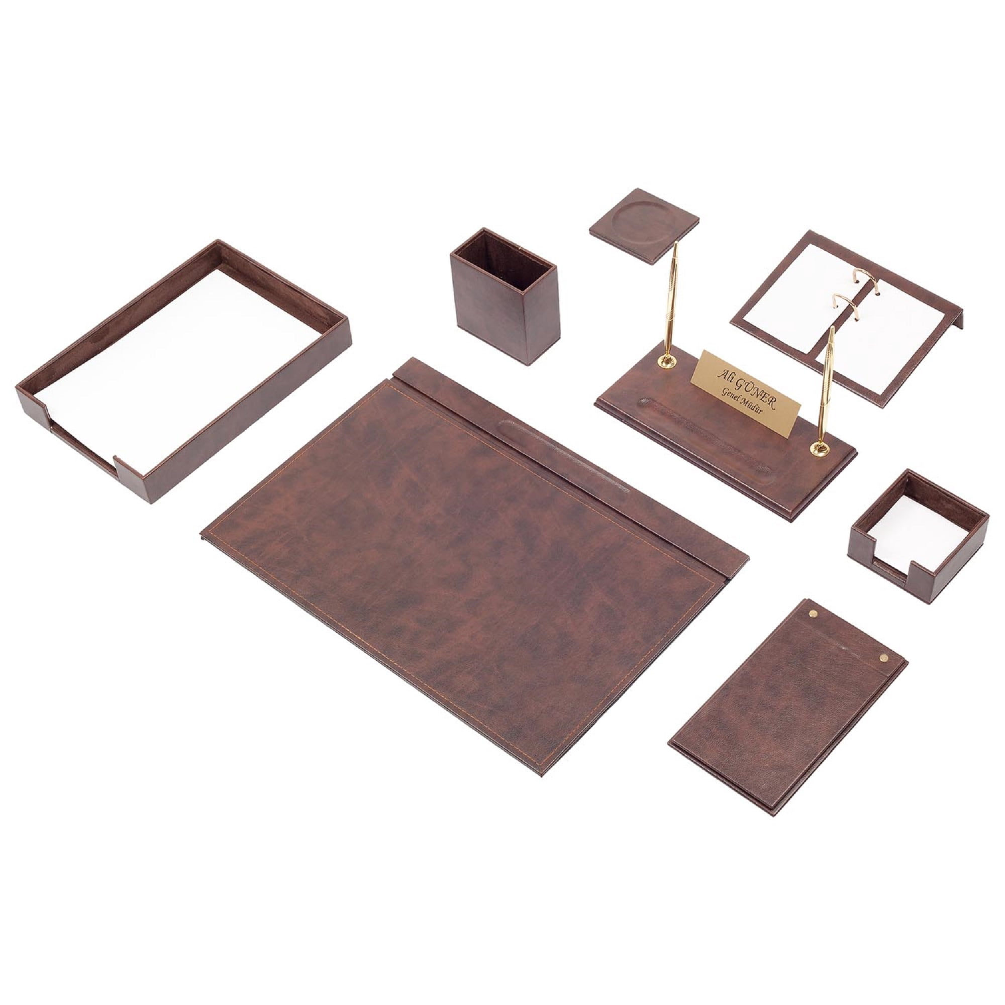 Leather Desk Set - Desk Organizer Set - Office Desk Pad Accessories ...