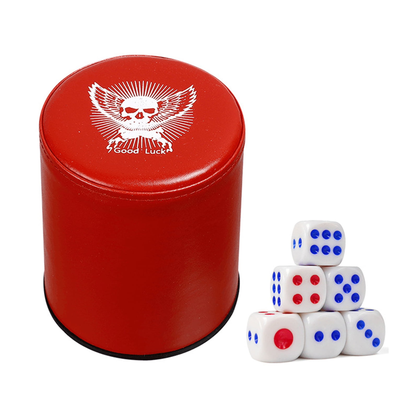 Leather Dice Cup Set Felt Lining Quiet Dice Shaker Cup with 6 Standard ...
