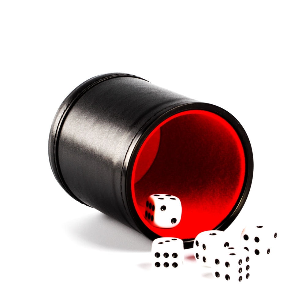 Leather Dice Cup Set Felt Lining Quiet Shaker Dot Dices for Yahtzee ...