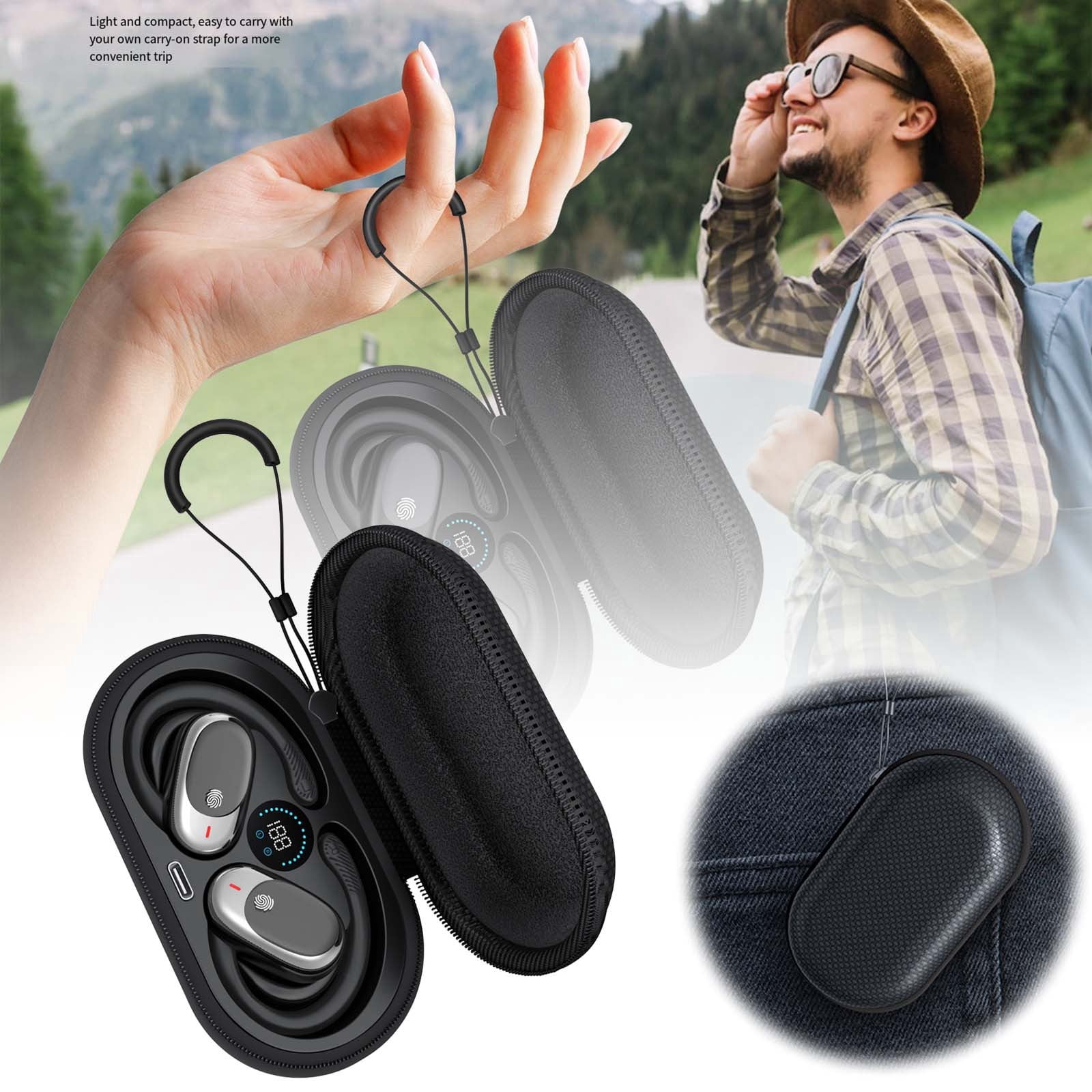 Leather Digital Display Wireless Earphones With Extended Battery Life ...