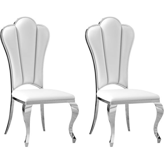 Elegant 6-Piece Dining Chair Set, PU Leather Cushioned High Back Chairs ...