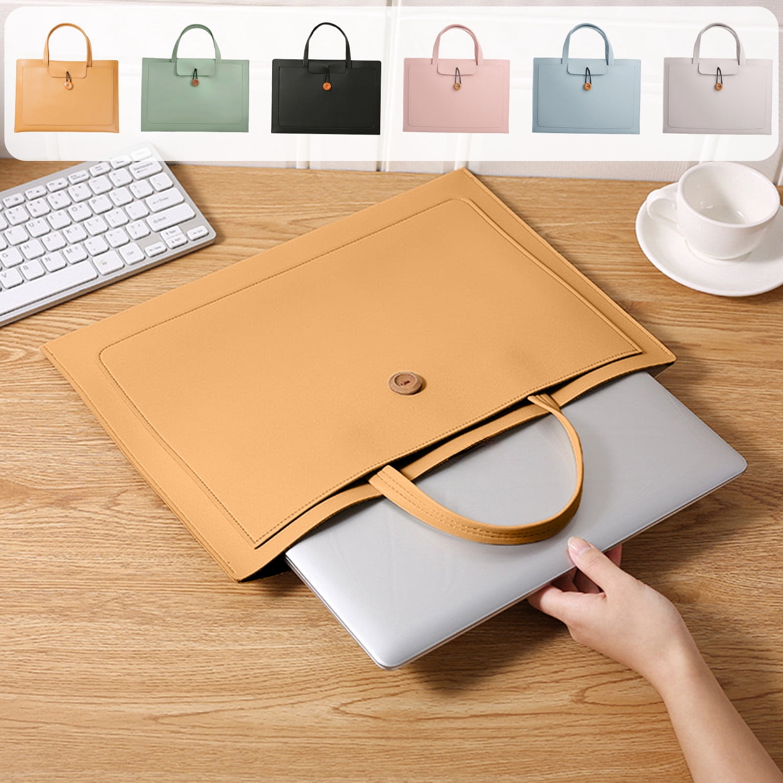 Leather Document Case Waterproof File Folder Pouch with Secure Storage ...