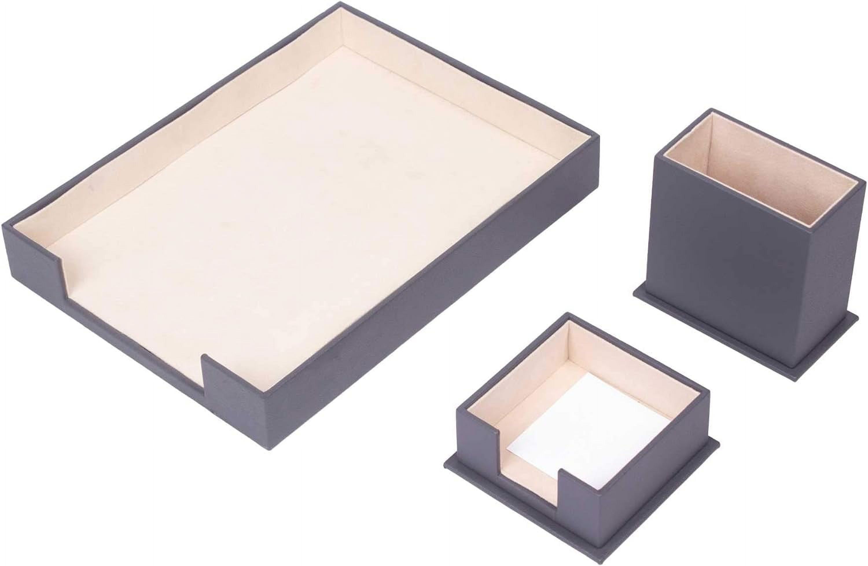 Leather Document Tray - Pen Holder - Note Paper Holder -3 Accessories ...