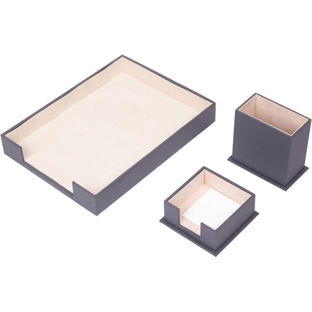 Leather Document Tray - Pen Holder - Note Paper Holder -3 Accessories ...