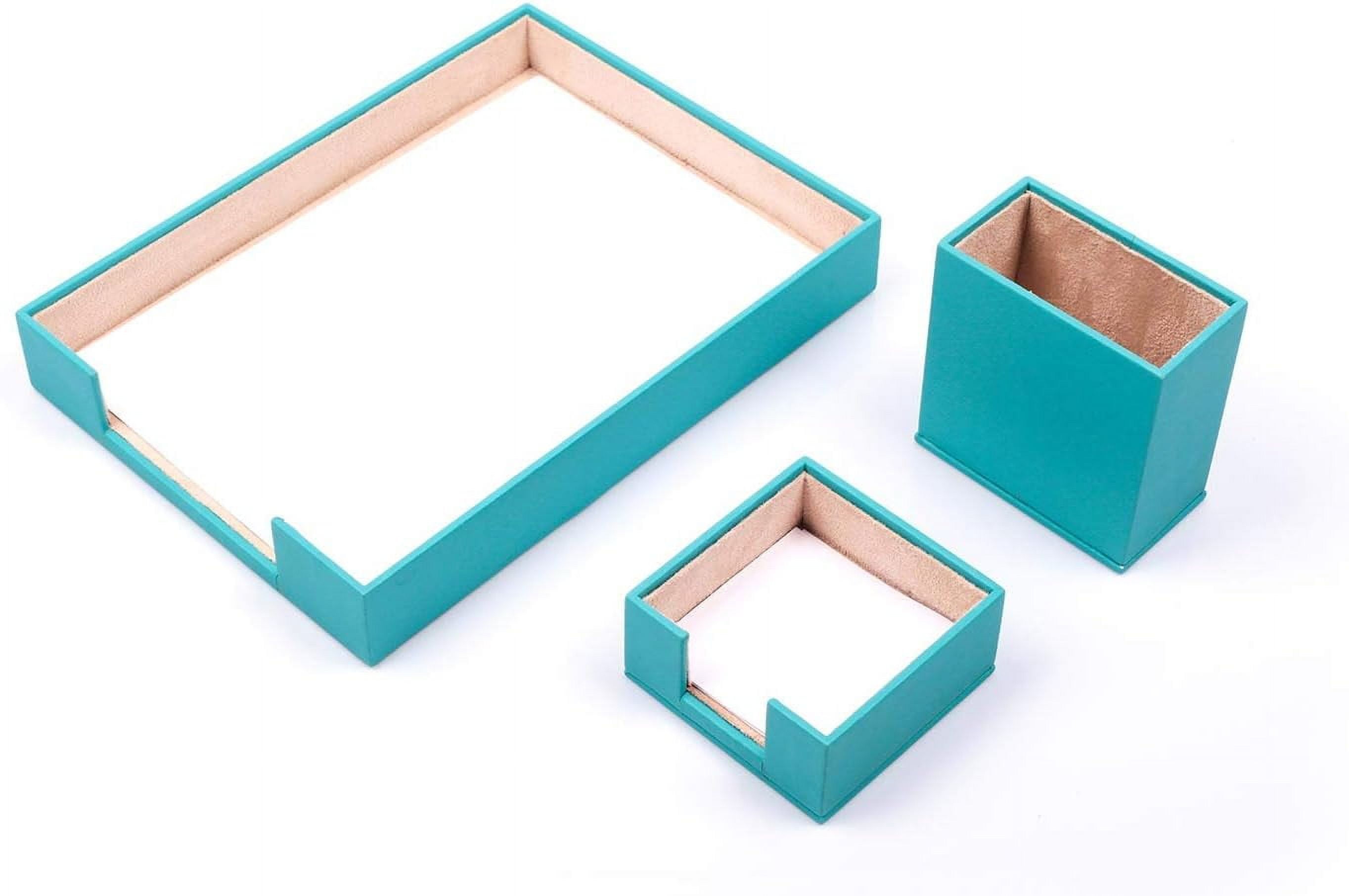 Leather Document Tray - Pen Holder - Note Paper Holder -3 Accessories ...