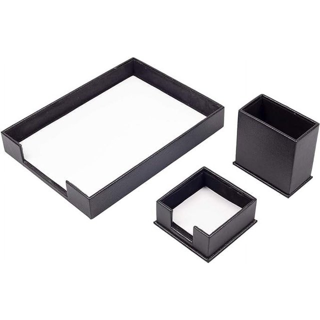 Leather Document Tray - Pen Holder - Note Paper Holder -3 Accessories ...