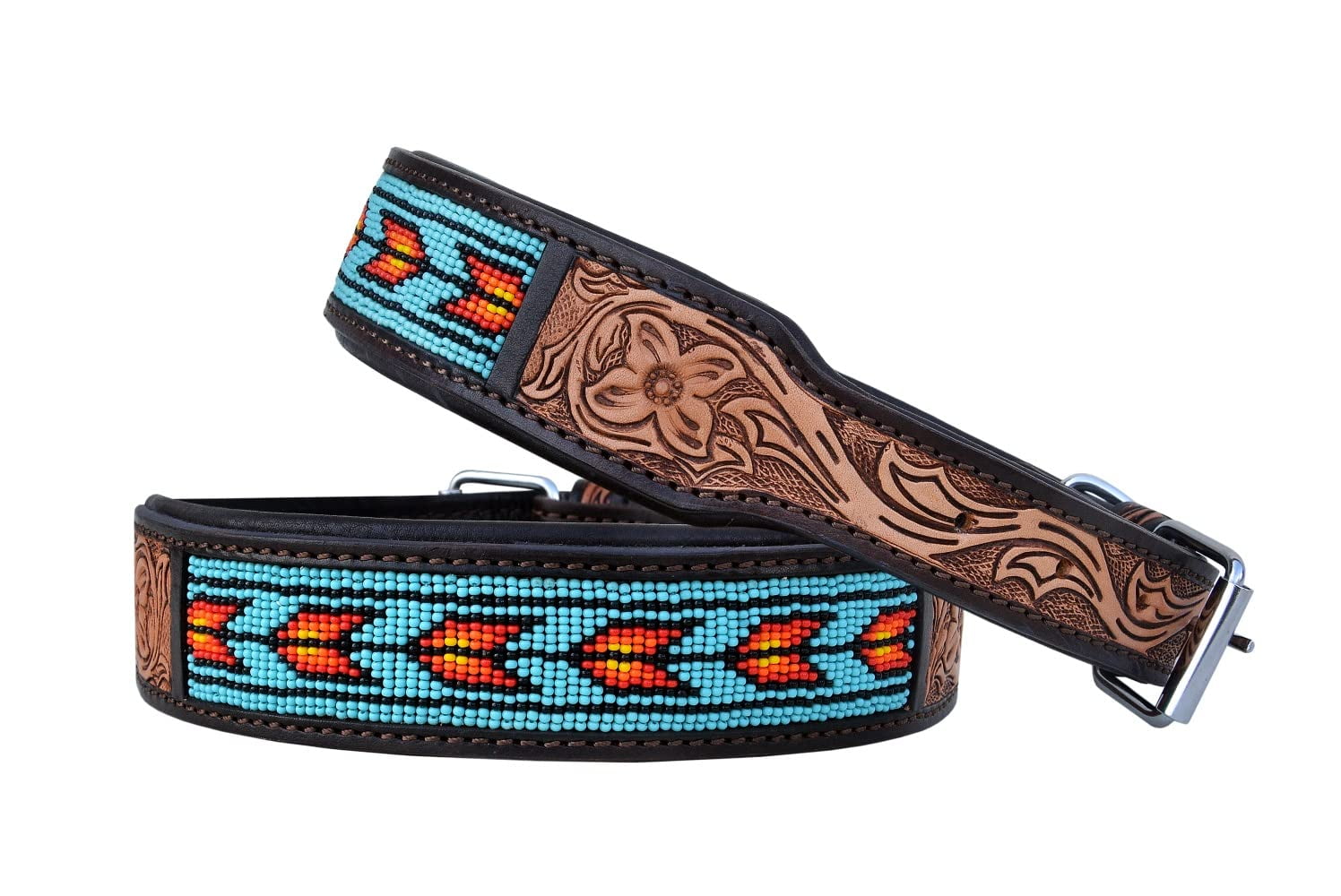 Leather Dog Collar Medium Size Western Style Heavy Duty Hand Tooled ...
