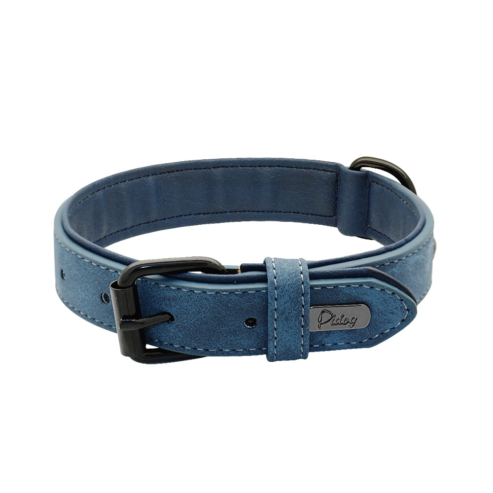 Leather Dog Collar Soft Padded Pet Collar for Small Medium Large Dogs ...