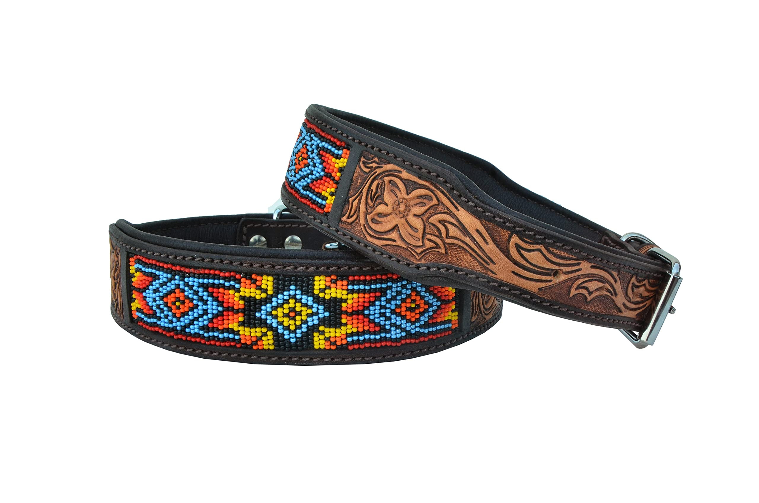 Leather Dog Collar Western Style Heavy Duty Hand Tooled Adjustable ...