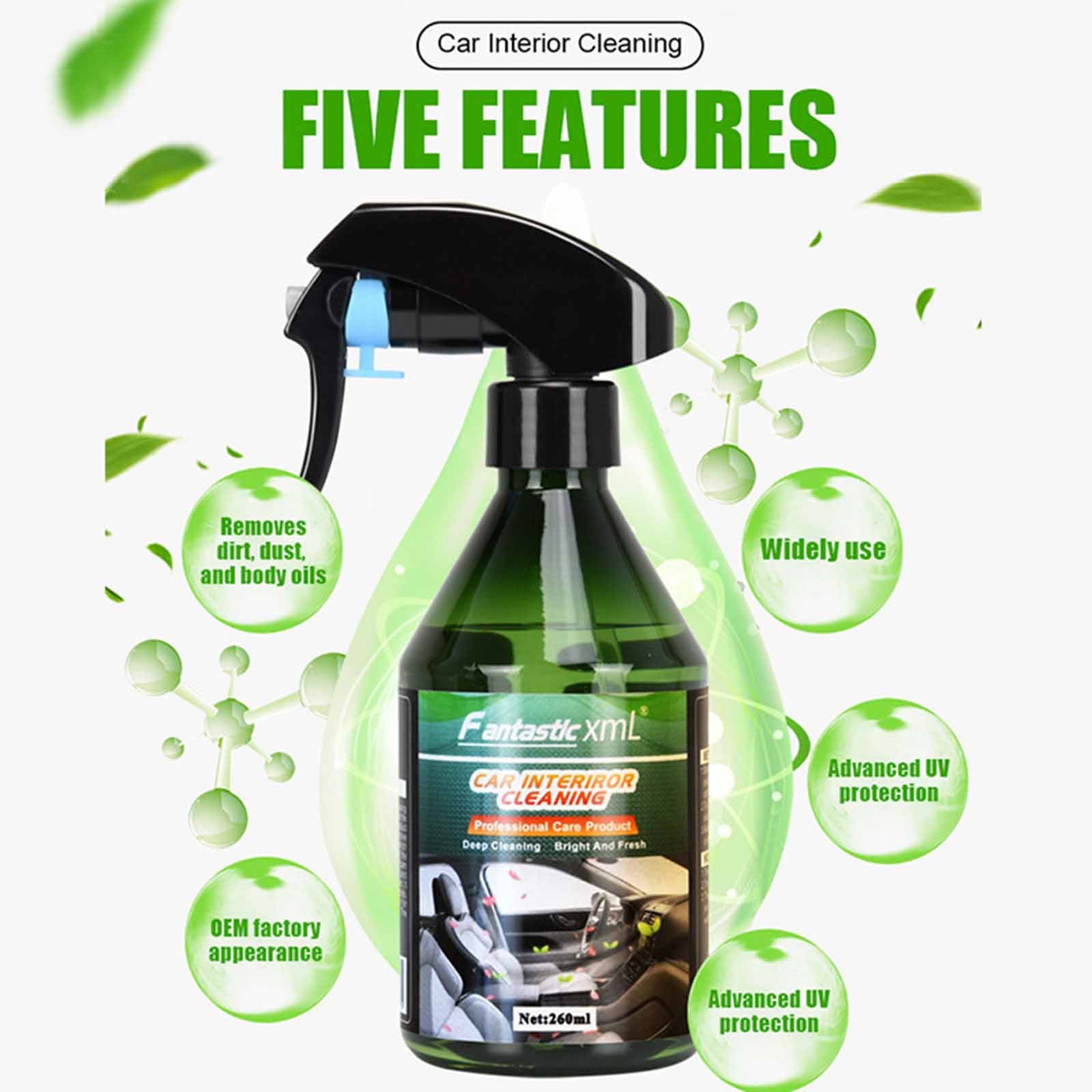 Leather Door Panel Seat Foam Cleaner, 260ML Interior Detailer, Quick ...