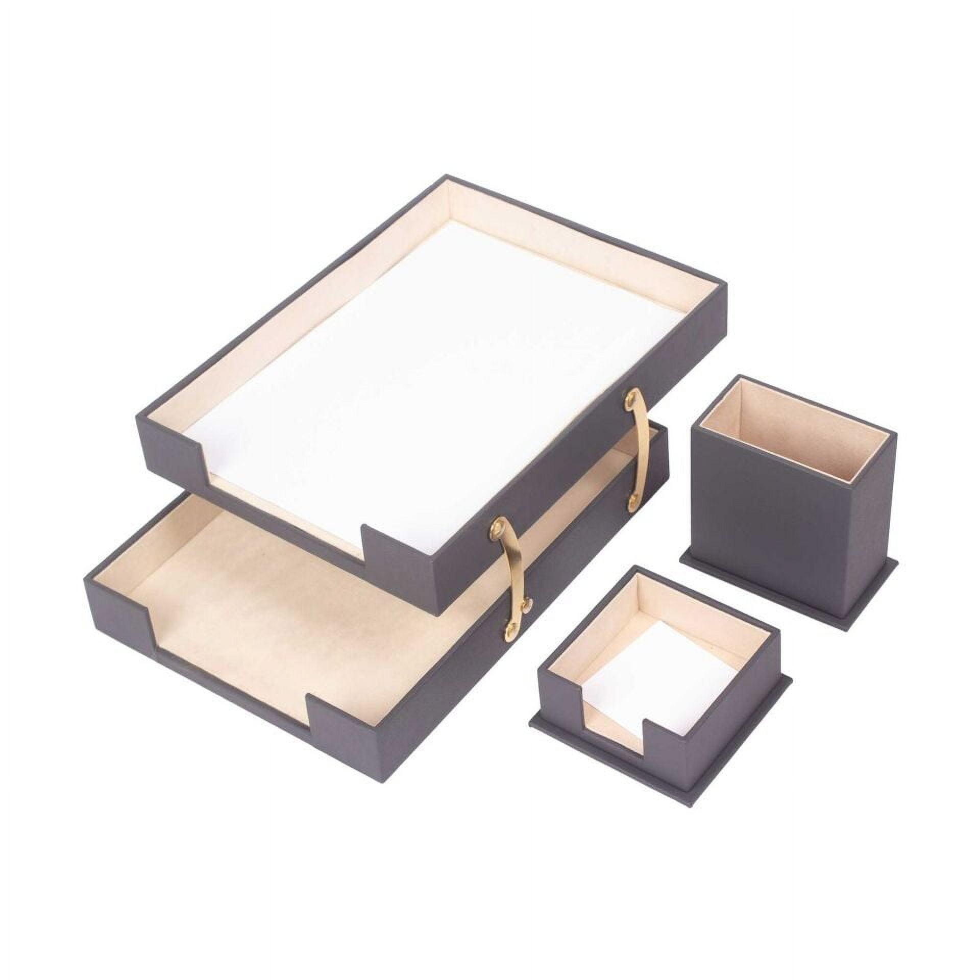 Leather Double Document Tray - Pen Holder - Note Paper Holder -3 ...