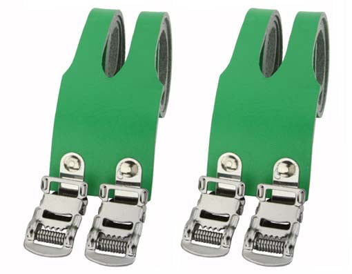 Leather Double Toe Straps Green. Bike pedal strap, bicycle pedal strap ...