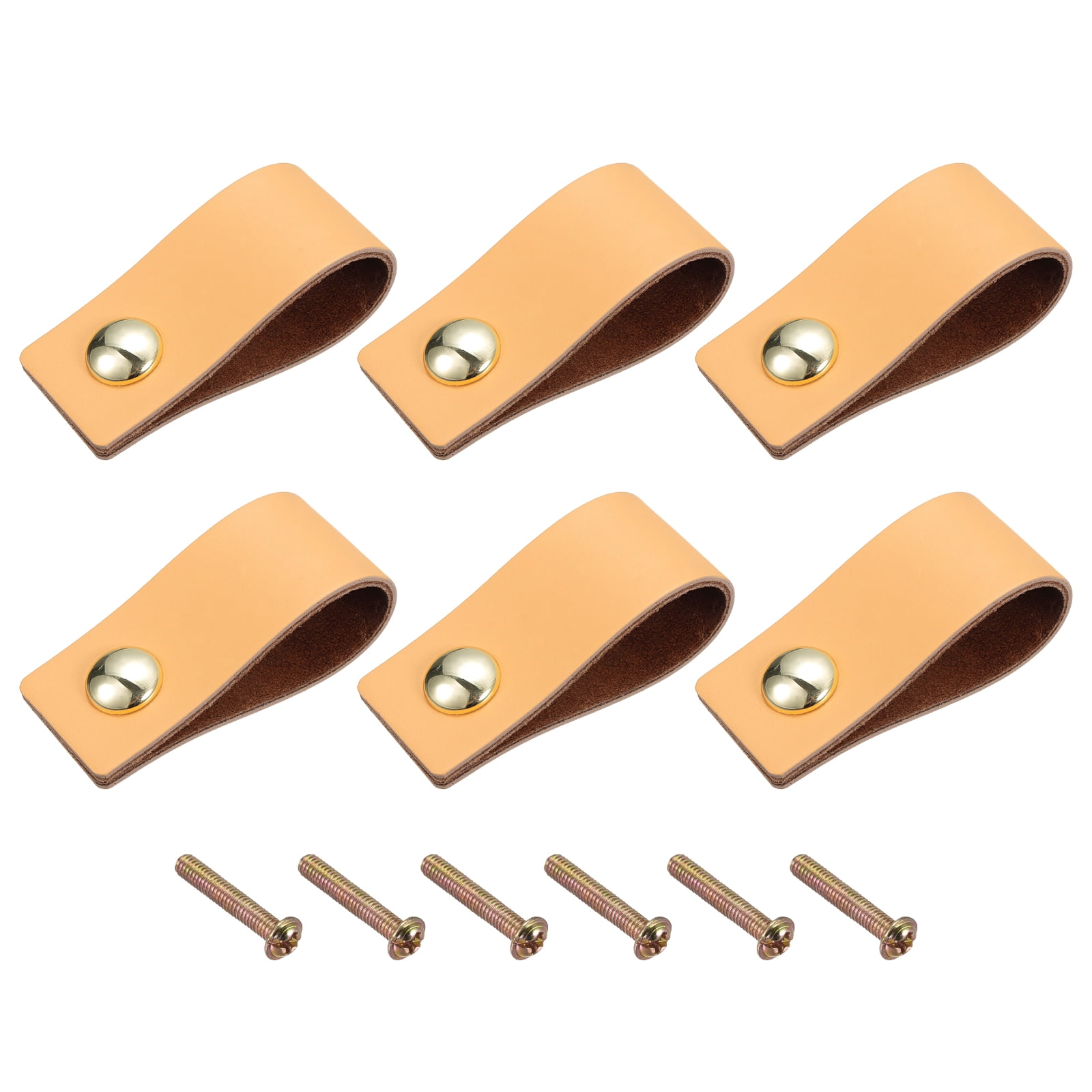 Leather Drawer Pulls, 2.52" 6Pack Surface Leather Furniture Handles ...