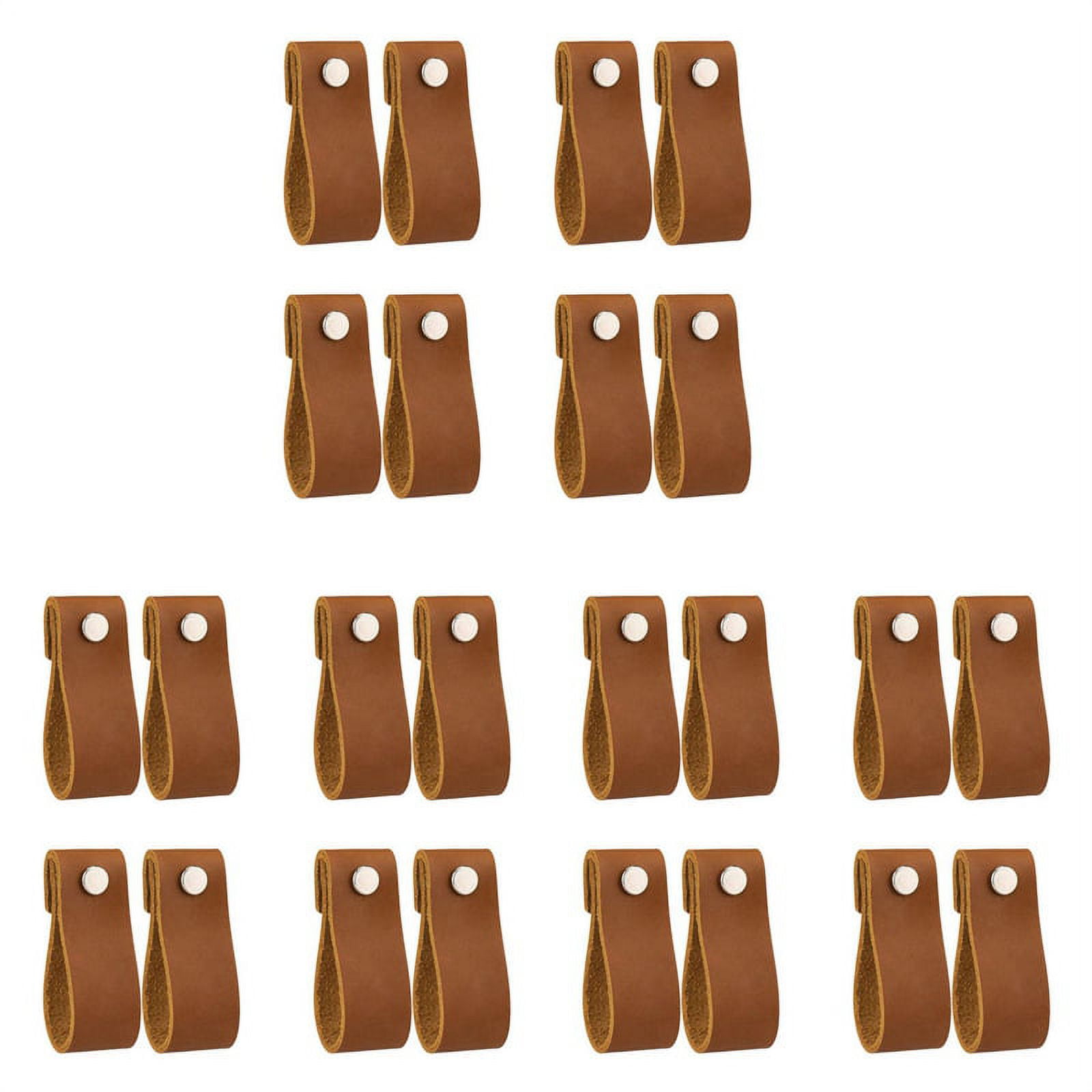 Leather Drawer Pulls 24 Pcs Leather Dresser Knobs Handmade Pure Leather ...