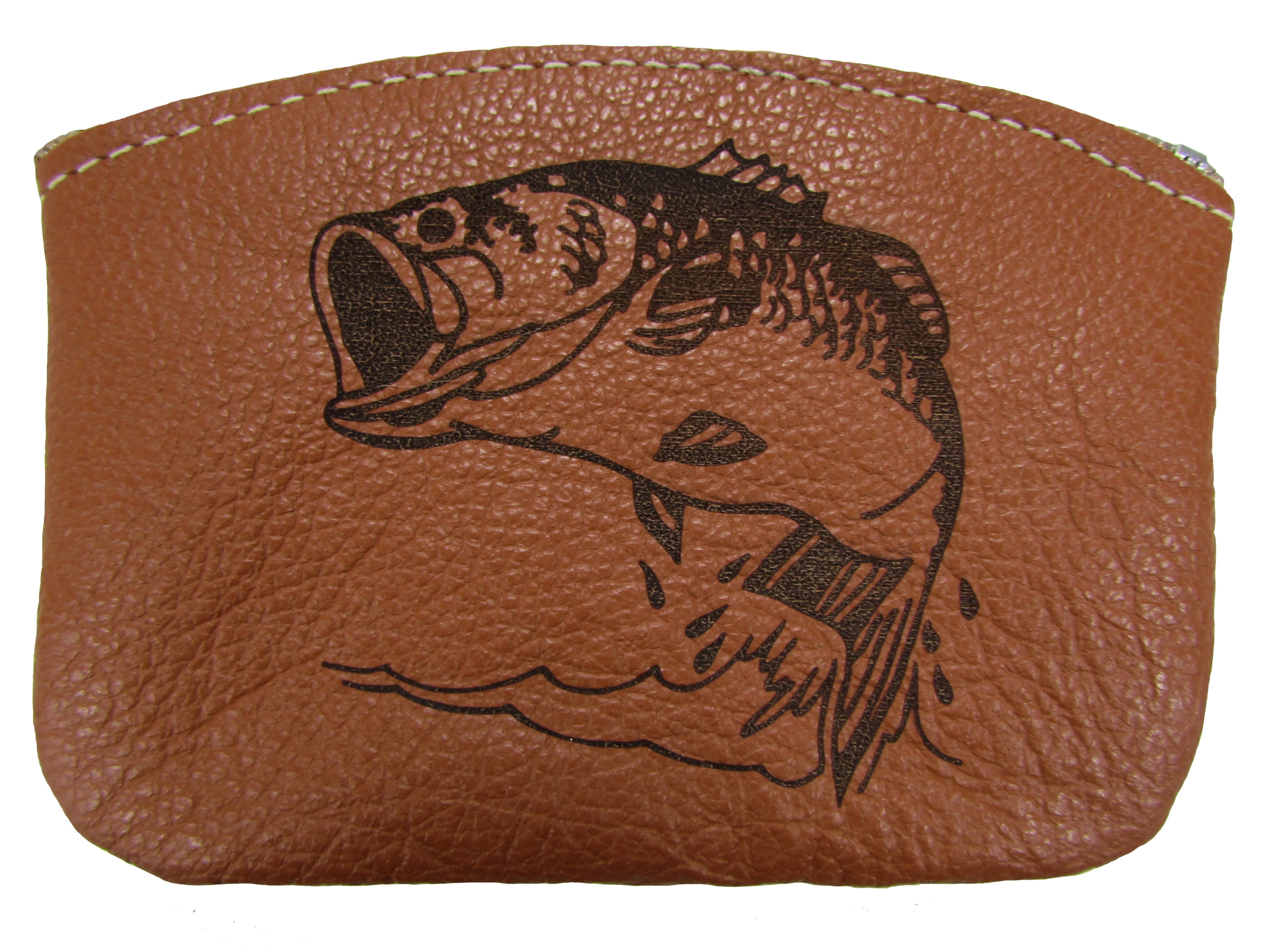 Leather Engraved Largemouth Bass Zippered Coin Pouch Change Purse USA ...