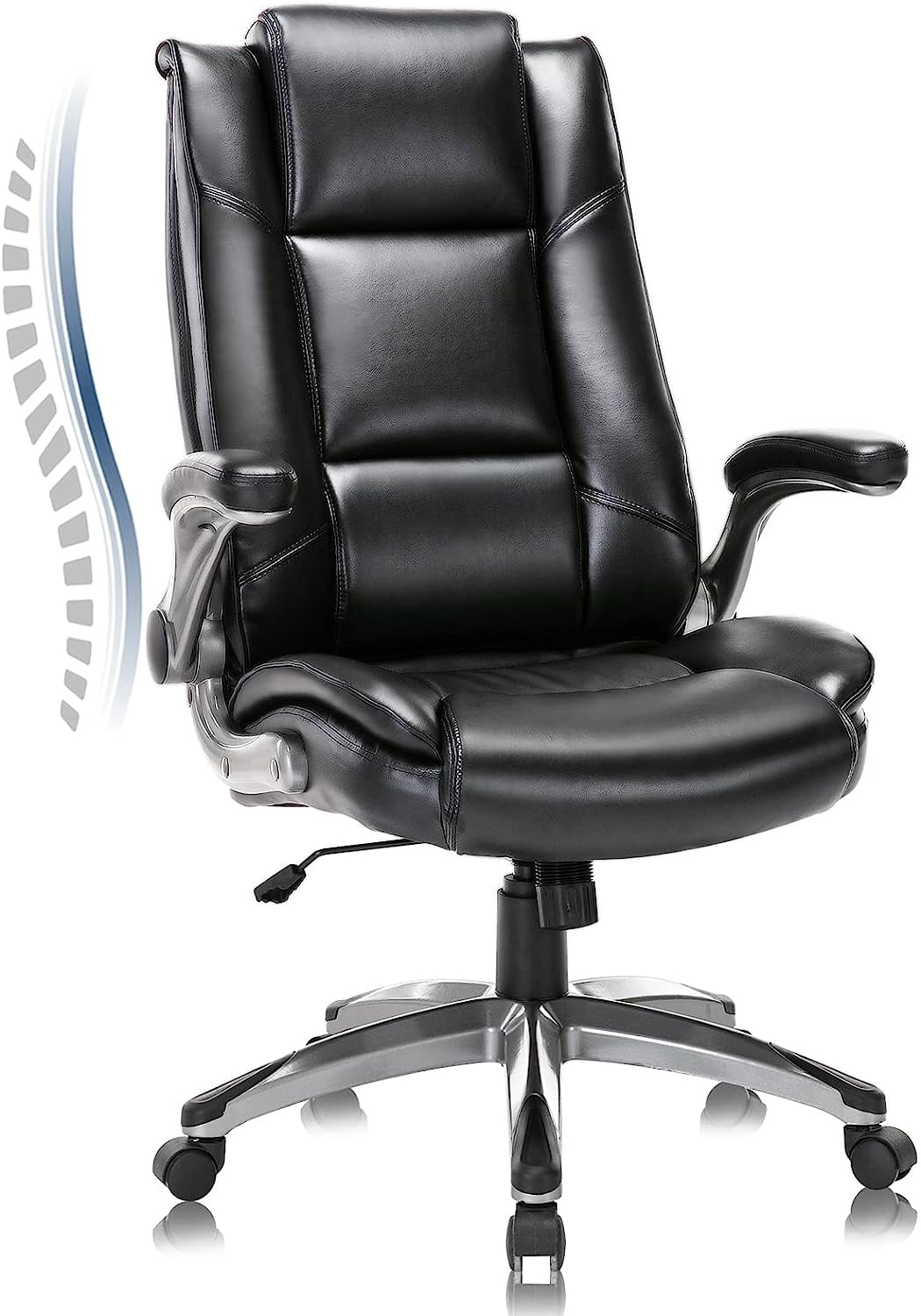 Leather Executive Office - High Back Home Computer Desk with Padded ...