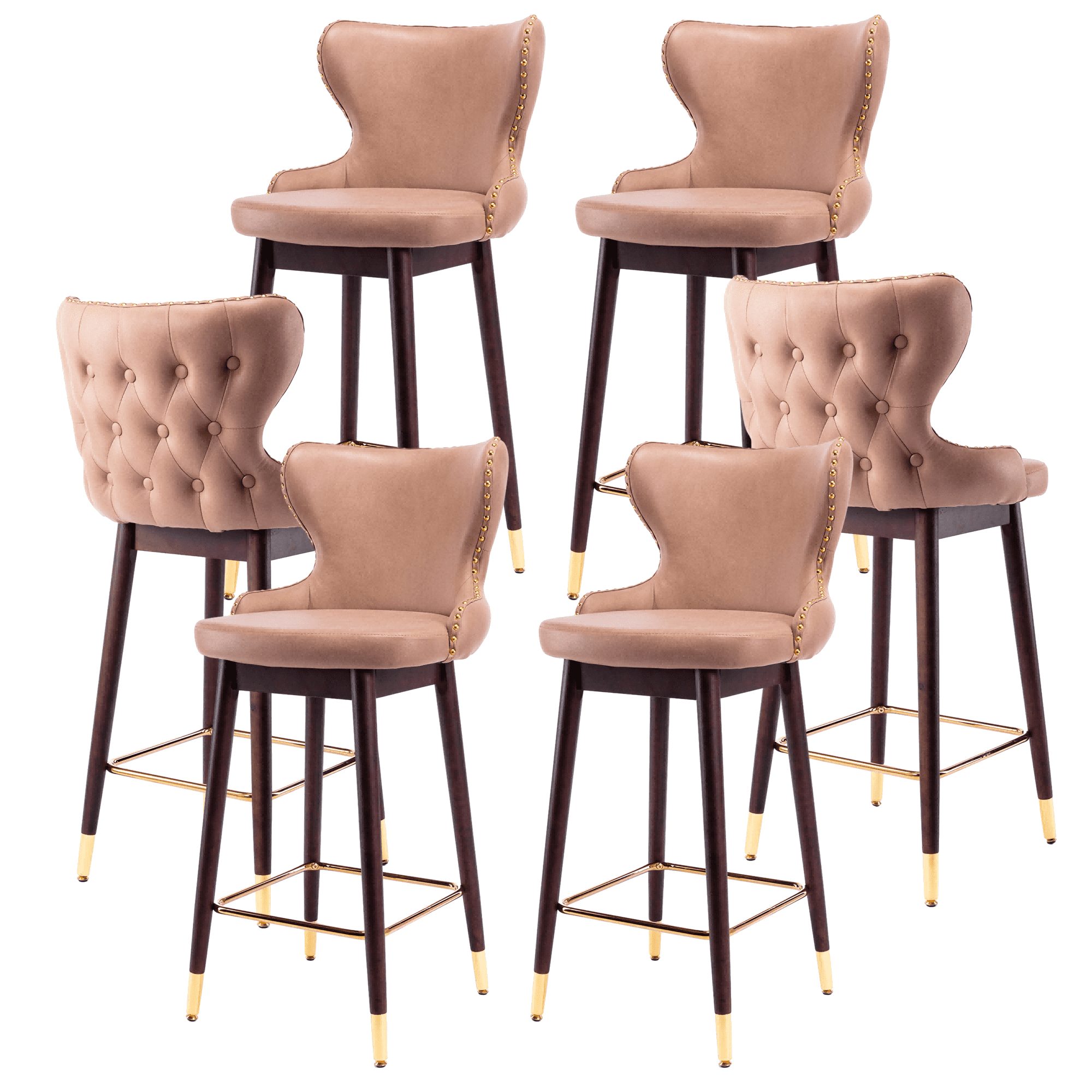 Leather Fabric Bar Stools, 29.9" Bar Stool with Back, Solid Wood Legs ...