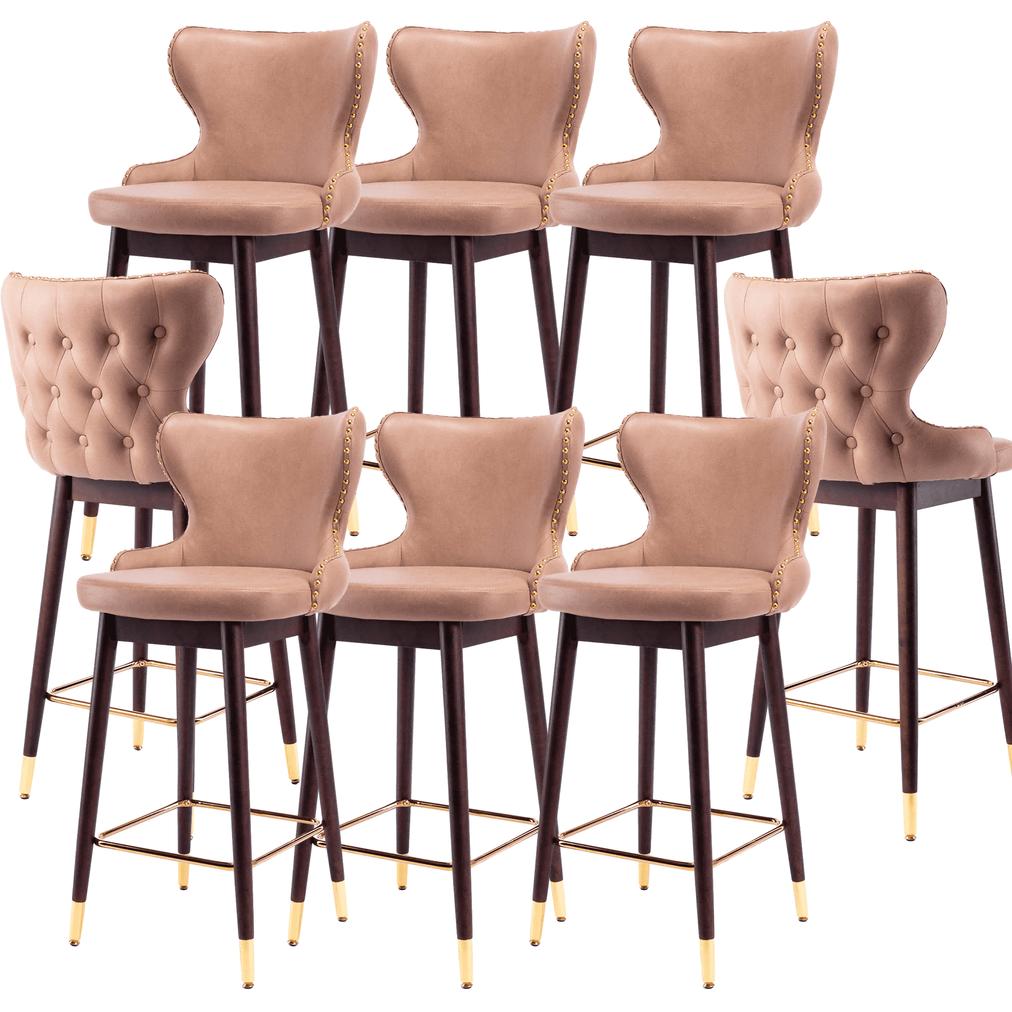 Leather Fabric Bar Stools, 29.9" Bar Stool with Back, Solid Wood Legs ...