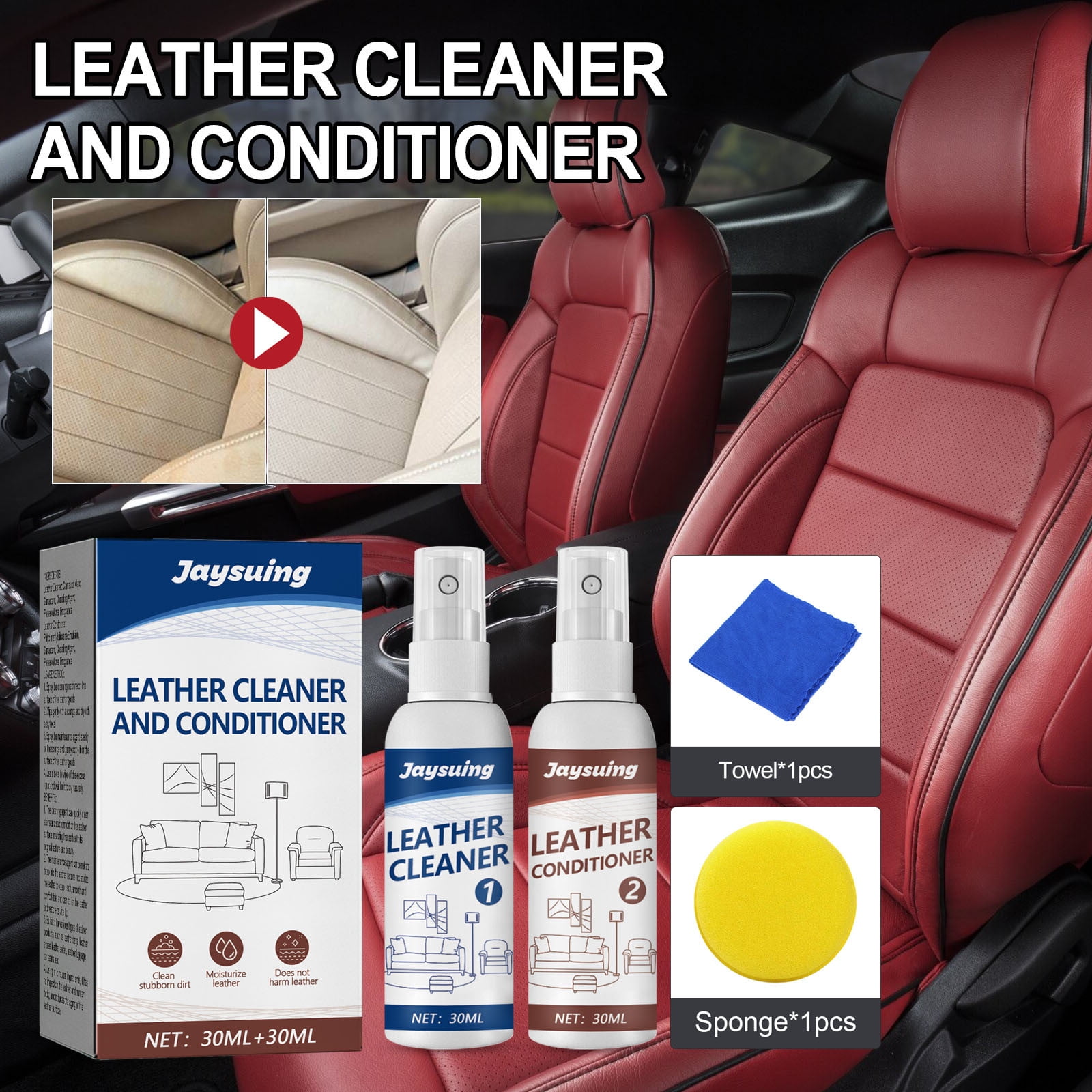 Leather & Fabric Cleaner Set | Natural Stain Remover & Maintenance Oil ...