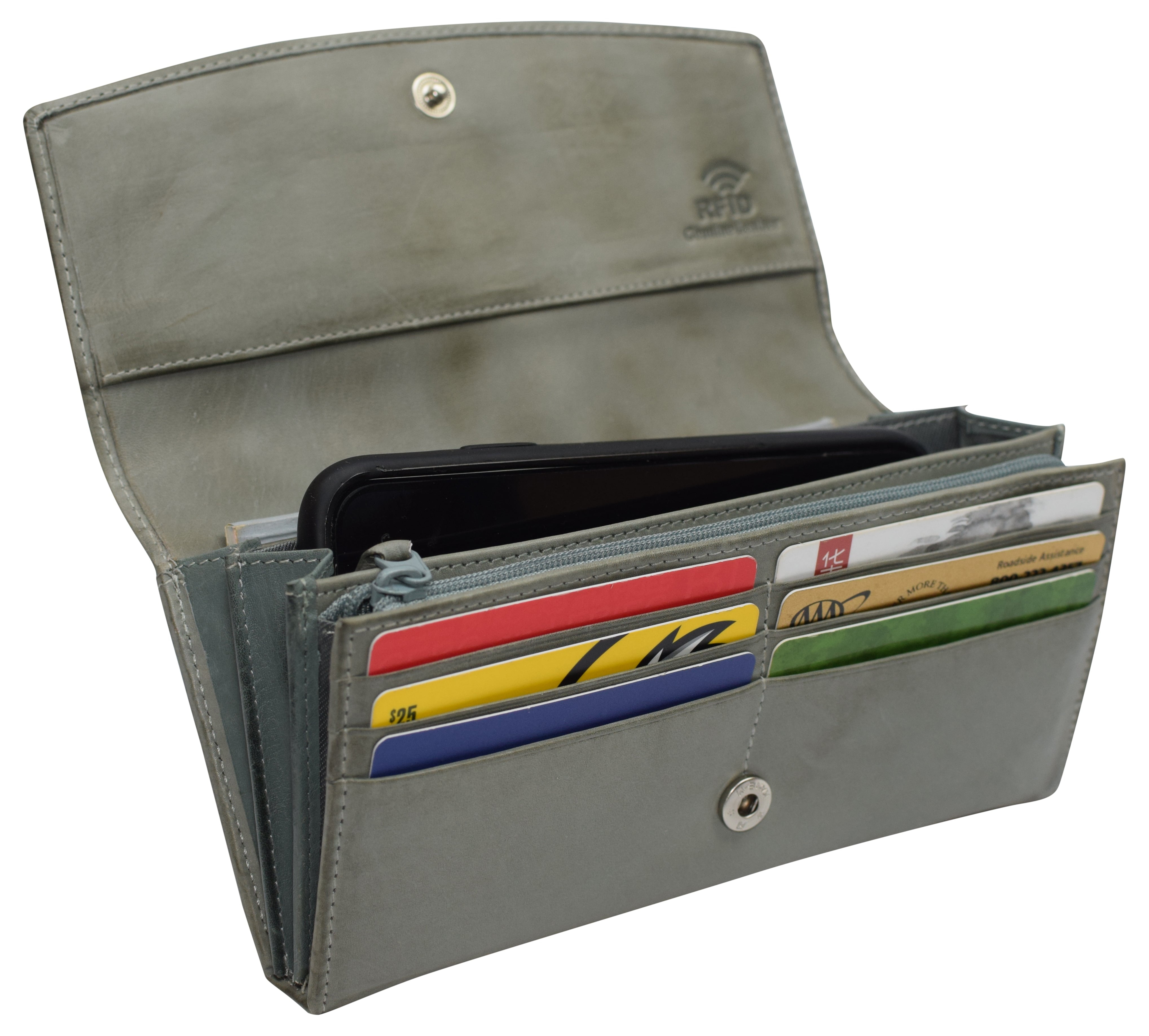 Leather Flap Clutch RFID Wallets For Women - Big Womens Wallet ...