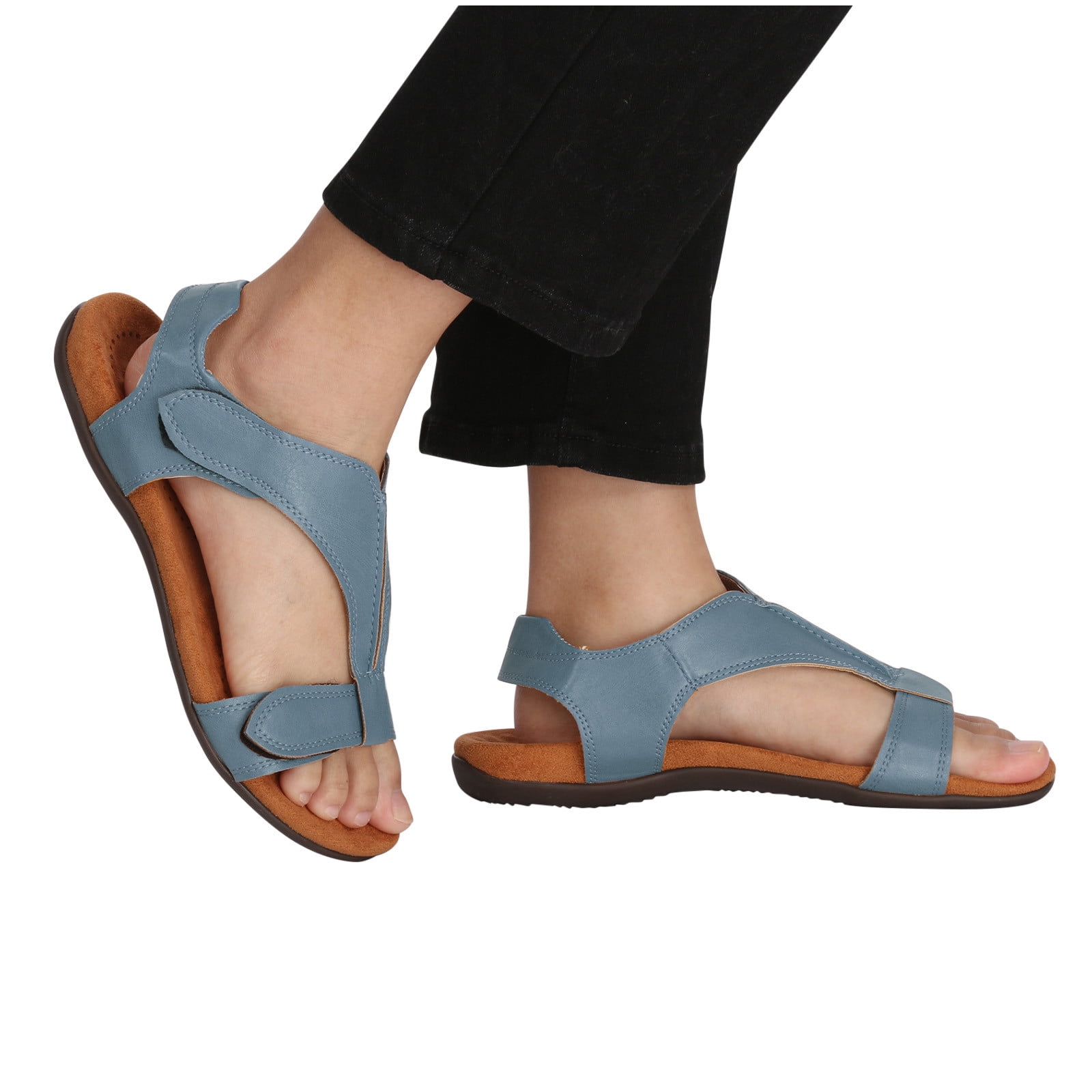 Leather Flat Sandals for Women Girls Bunion Corrector Sandals,Comfy ...