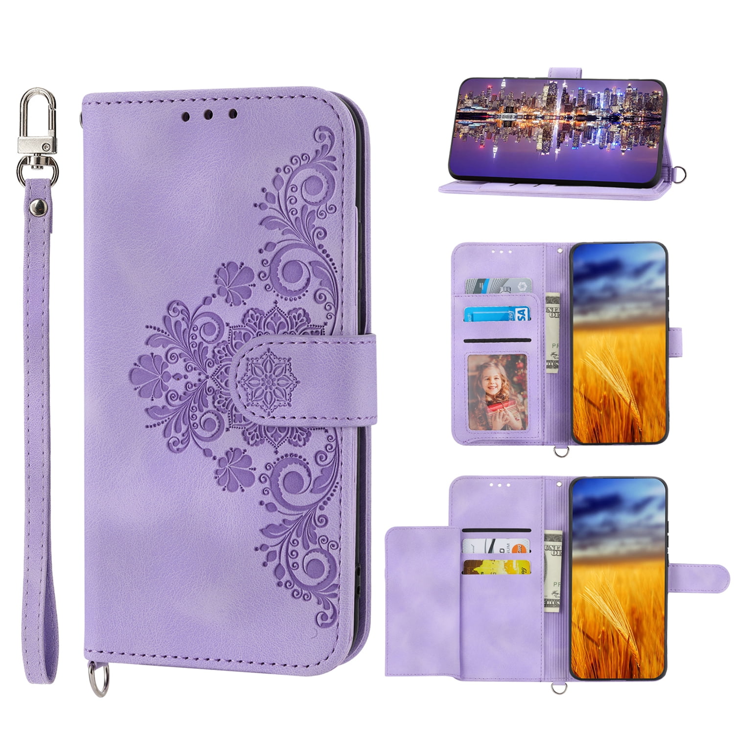 ETFASH Leather Wallet Cell Phone Case with Case Card Slot for iPhone 15 ...