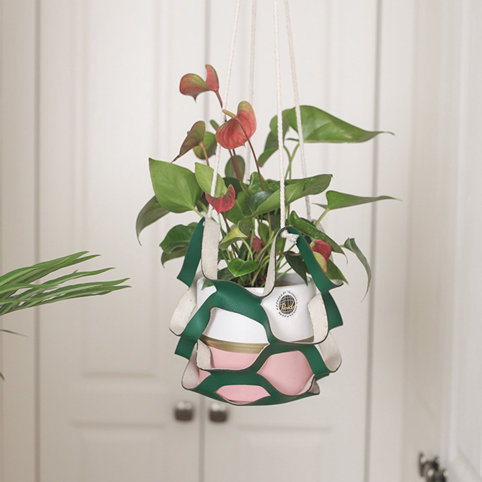 Leather Flower Pot Tray Multi-Level Plant Hanging Basket Hanging Pot ...