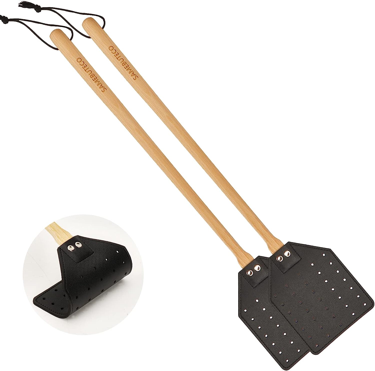 Leather Fly Swatter Black Effective Insects Catcher with Heavy-Duty ...