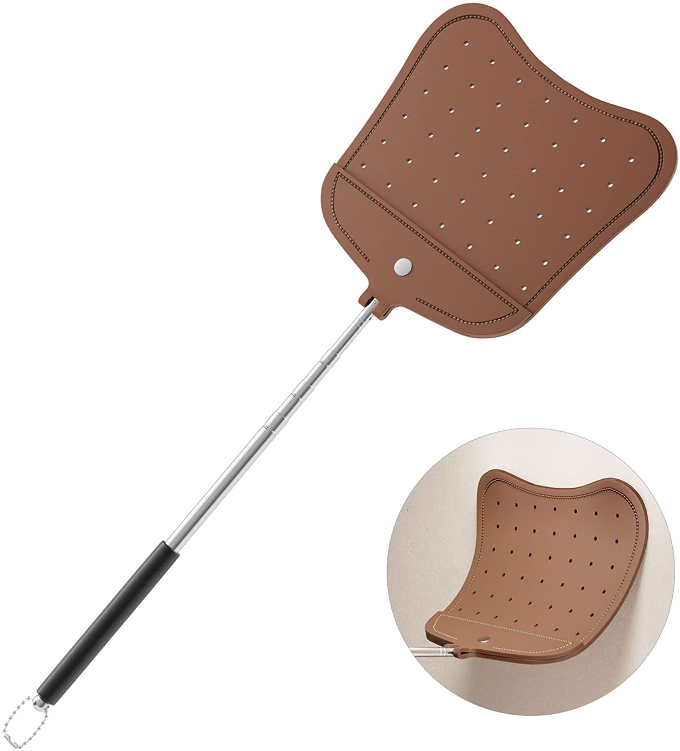 Leather Fly Swatter, Telescopic Fly Swatters Heavy Duty, Flexible ...