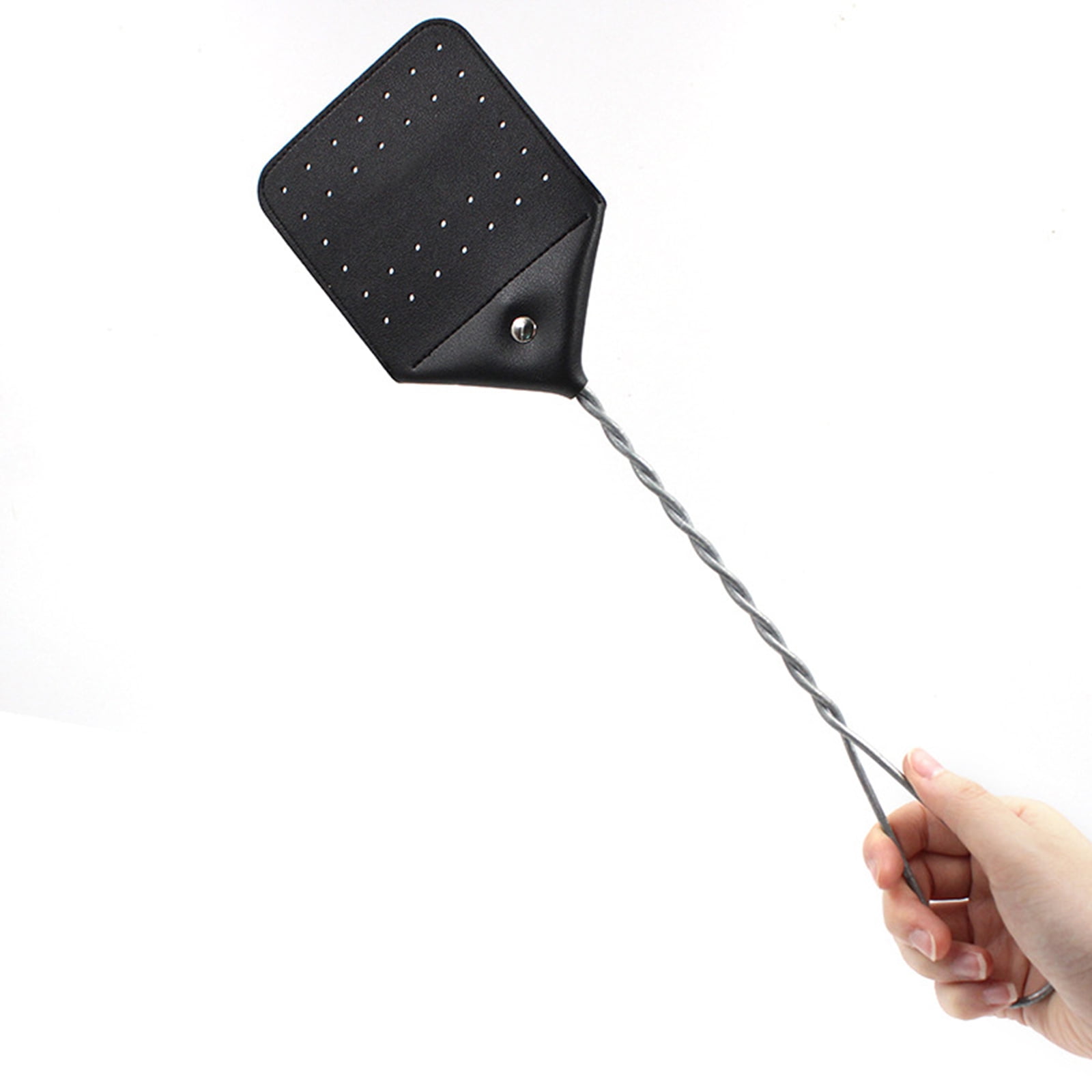 Leather Fly Swatter with Long Durable Metal Handle Indoor Outdoor Bug ...