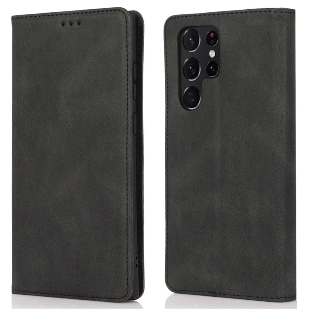 Leather Folio Wallet Case for Samsung Galaxy S25 Ultra - Black ...