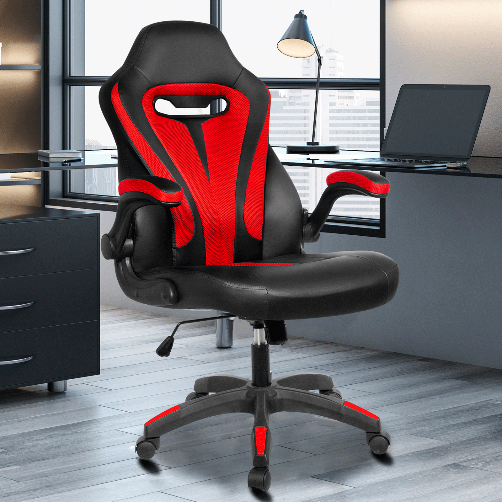 SeekFancy Leather Gaming Racing Chair, Ergonomic Computer Office Chair ...