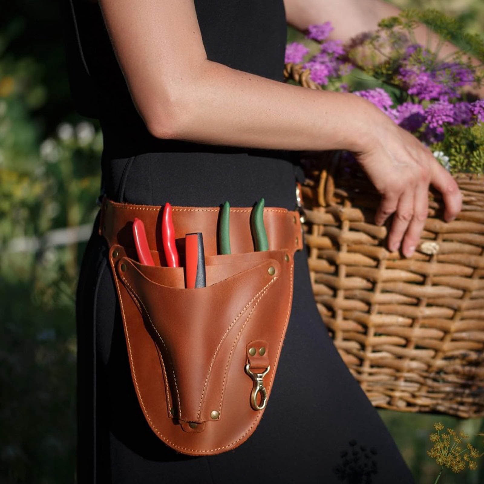 Leather Garden Tool Belt for Women Men - Heavy Duty Gardening Pouch ...