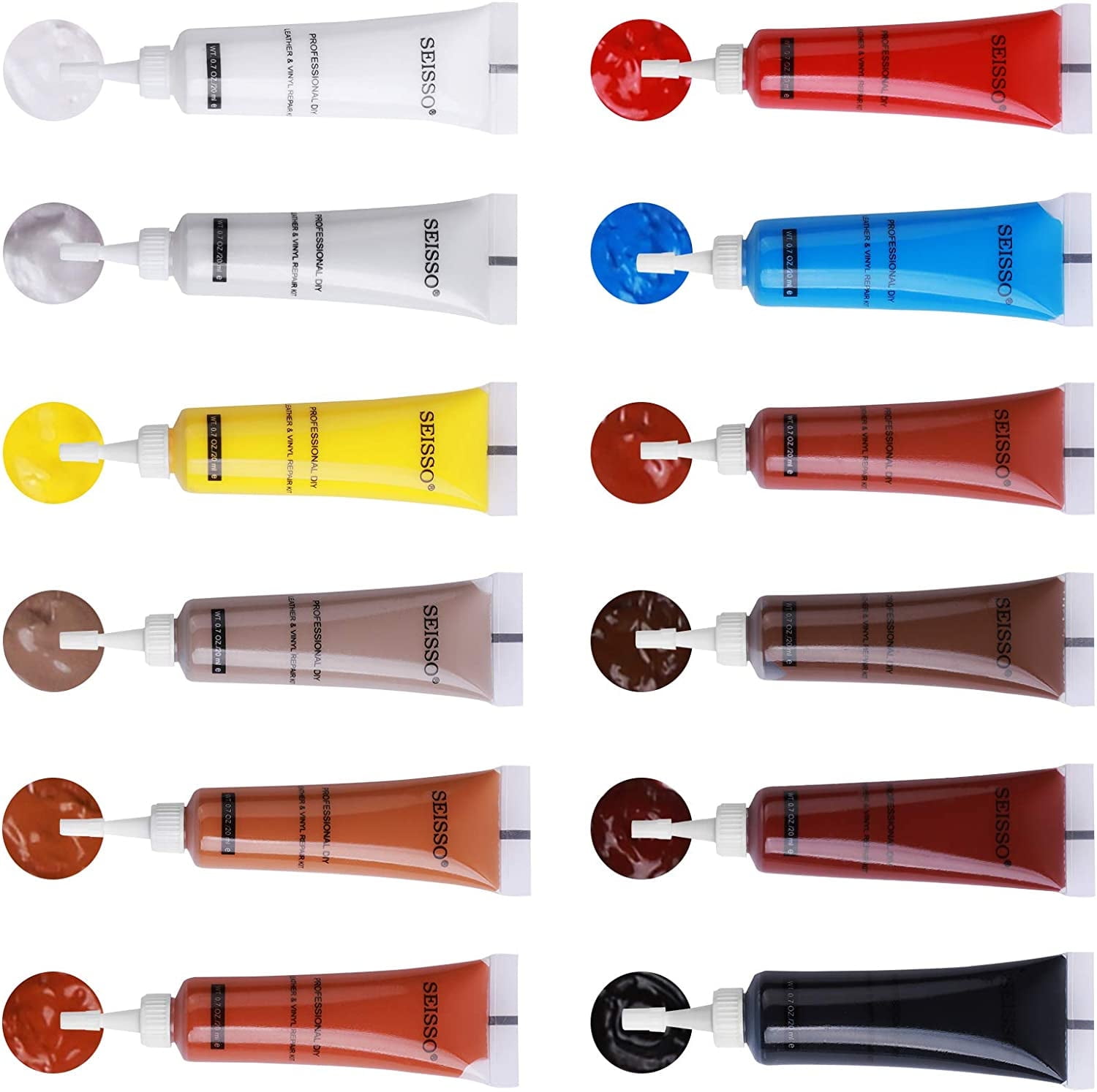 SEISSO Leather Repair Touch Up Kit, 12 Color Gels, Restores Furniture ...