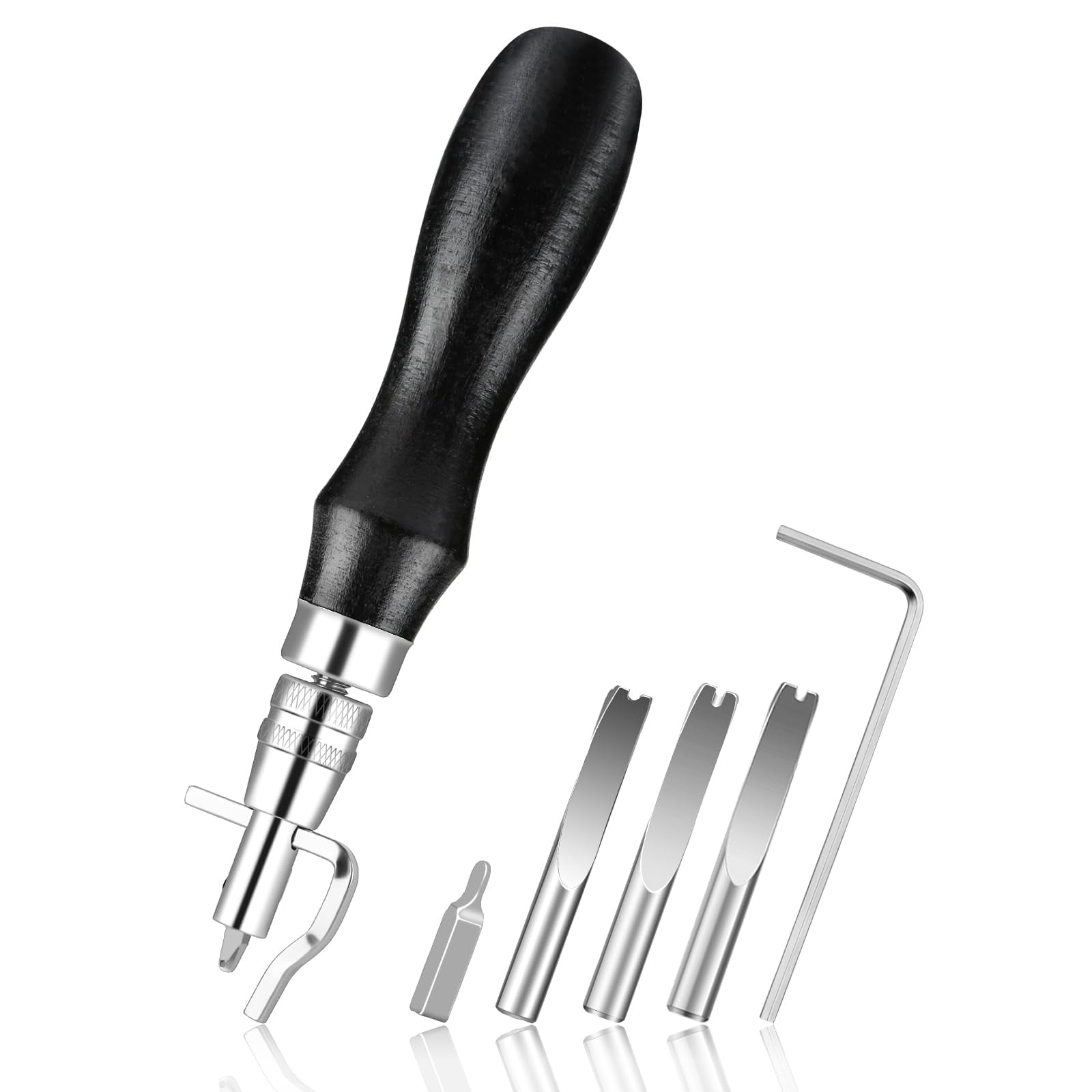 Leather Groover Tools for Leathercraft Work C3 Tool(Black), 7 in 1 Pro ...