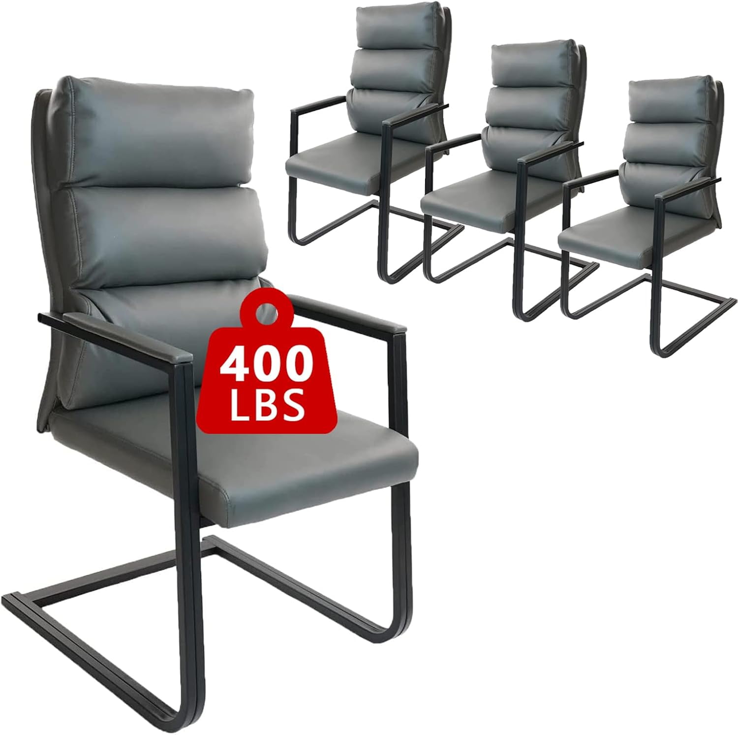 Leather Guest Chair with Padded Arm Rest for Reception Meeting ...