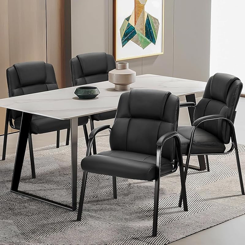 Leather Guest Chair with Padded Arms, Comfy Waiting Room Chairs for ...