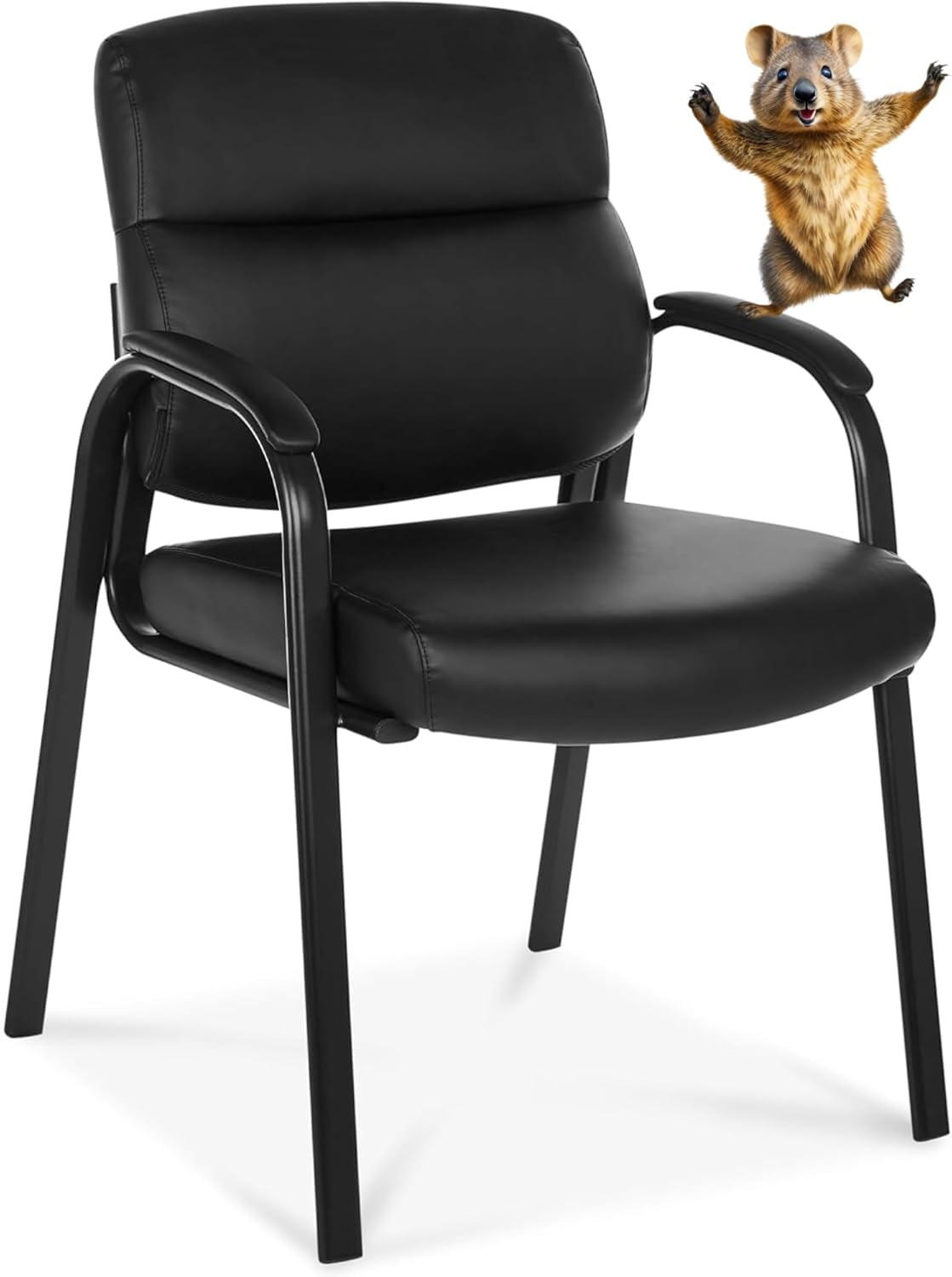 Leather Guest Chair with Padded Arms, Reception Meeting Conference ...