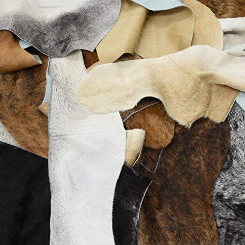 The Leather Guy Cow Hide Scraps And Remnants 1 Pound Mixed Bundle, Hair ...