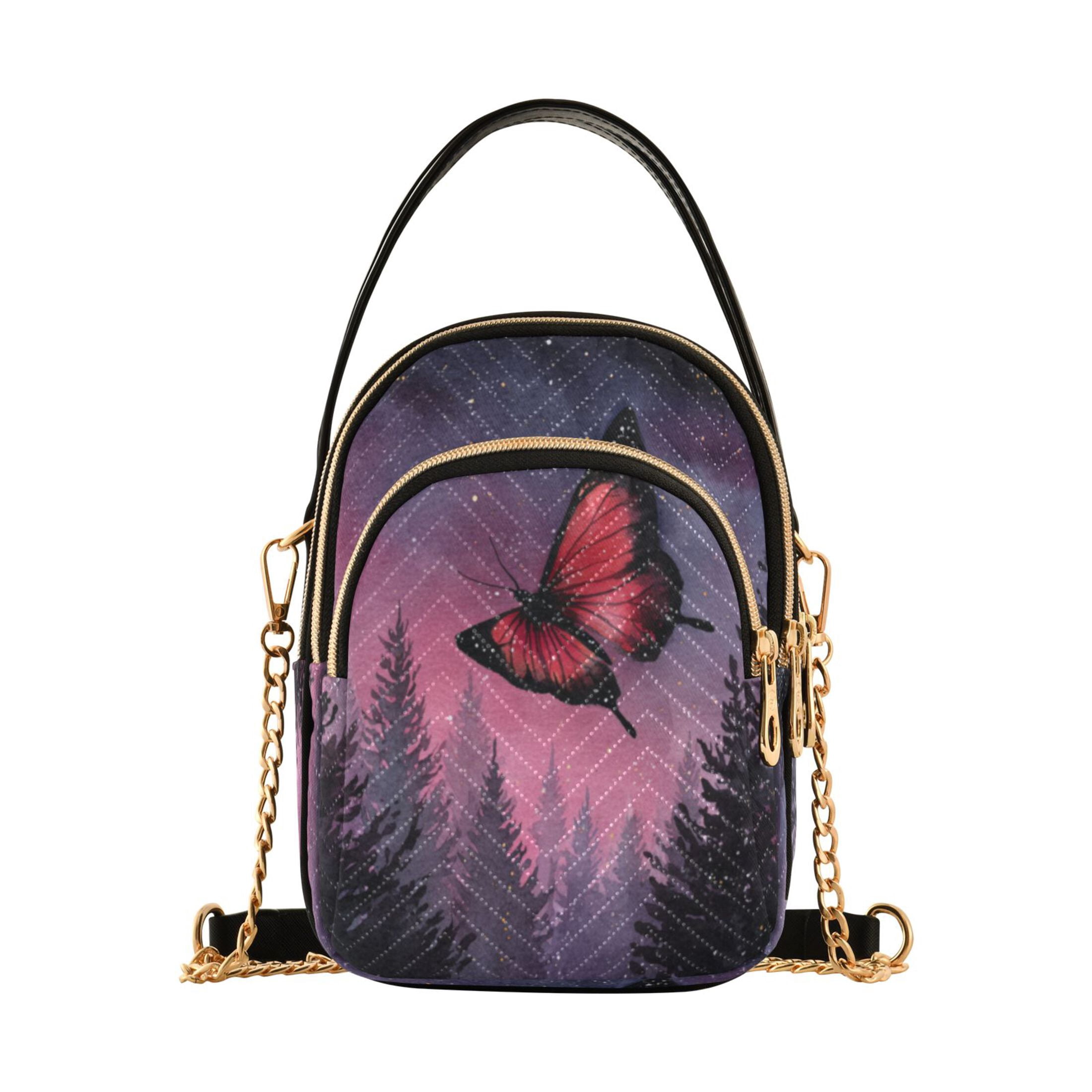 Leather Handbag Crossbody Bag An Elegant Red Butterfly - Walmart.com