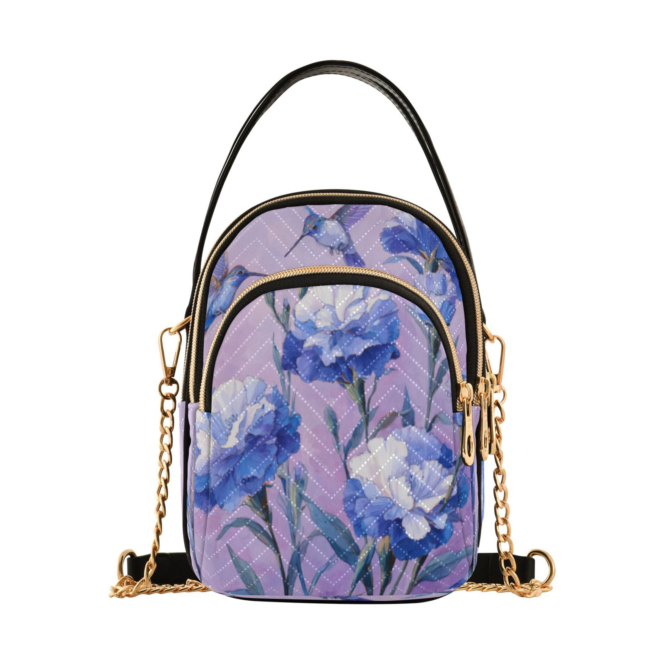 Leather Handbag Crossbody Bag Birds and Deep Blue Flowers - Walmart.com