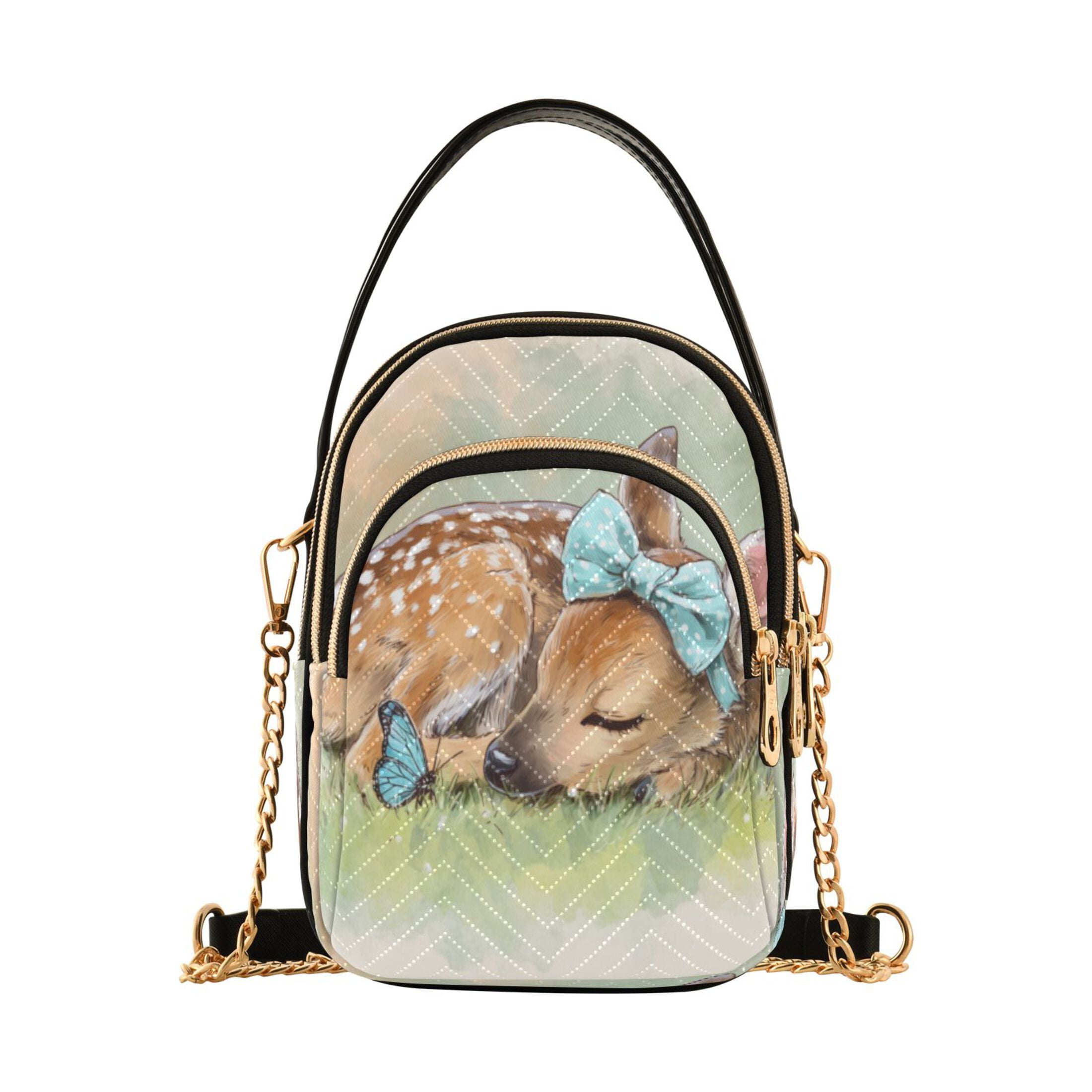 Leather Handbag Crossbody Bag Sleeping Cute Baby Deer - Walmart.com