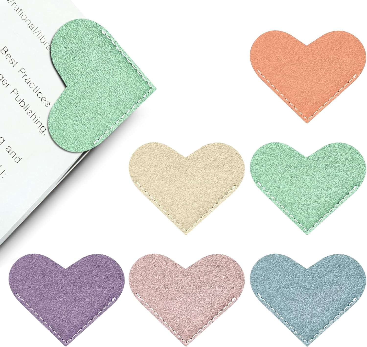Leather Heart Bookmarks - 6 Pieces Cute Corner Page Book Marks for ...