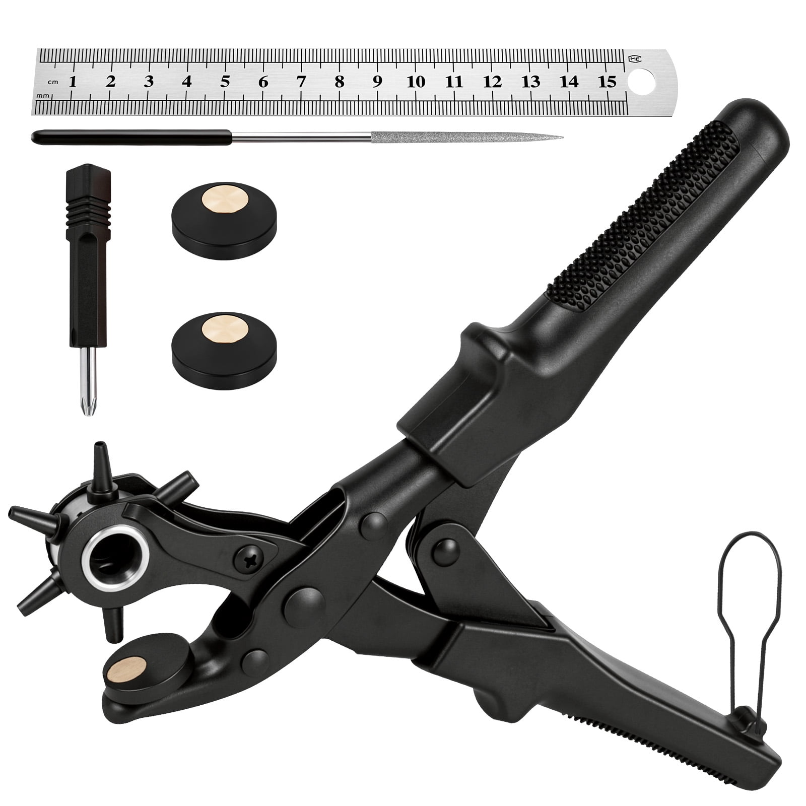 Leather Hole Punch Set Punch Pliers with PVC Handle and Effort Saving ...