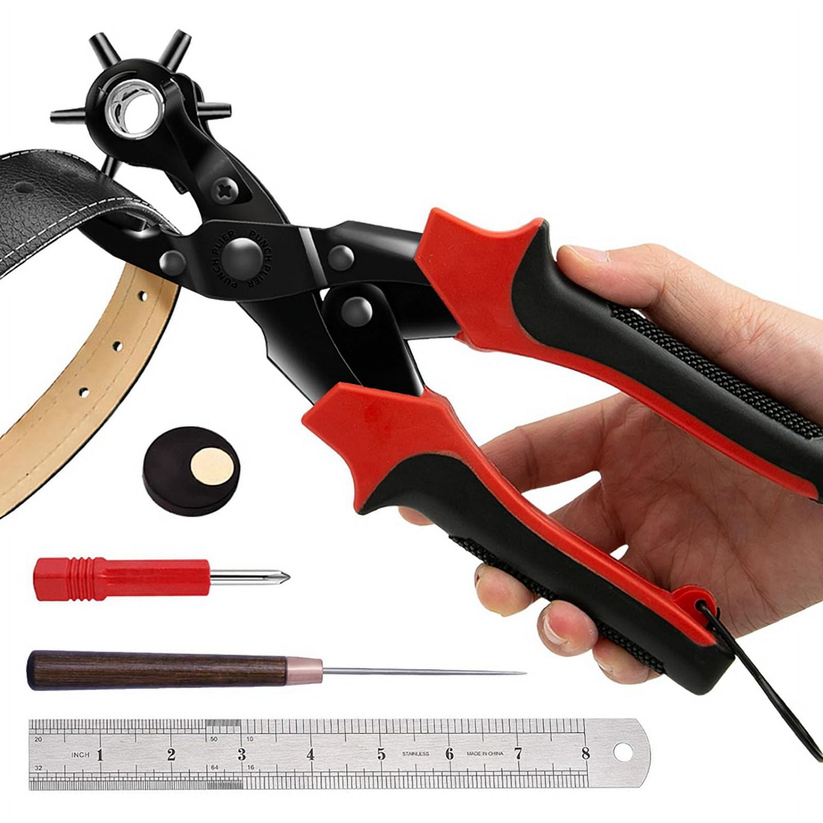 Symkmb Leather Hole Punch Set, Professional Revolving Punch Plier Kit ...