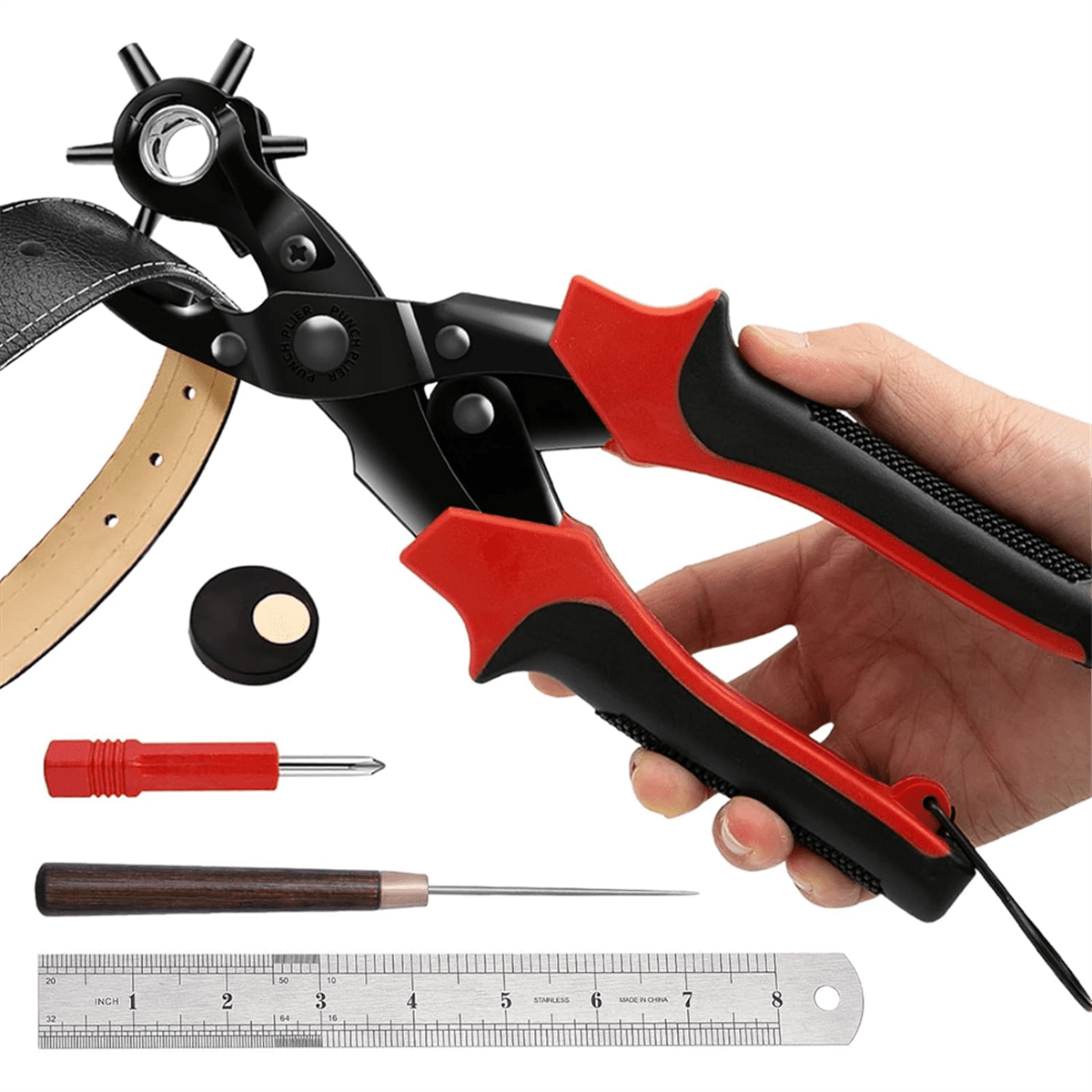 Leather Hole Punch Set, Super Heavy Duty Rotary Puncher, Precision ...